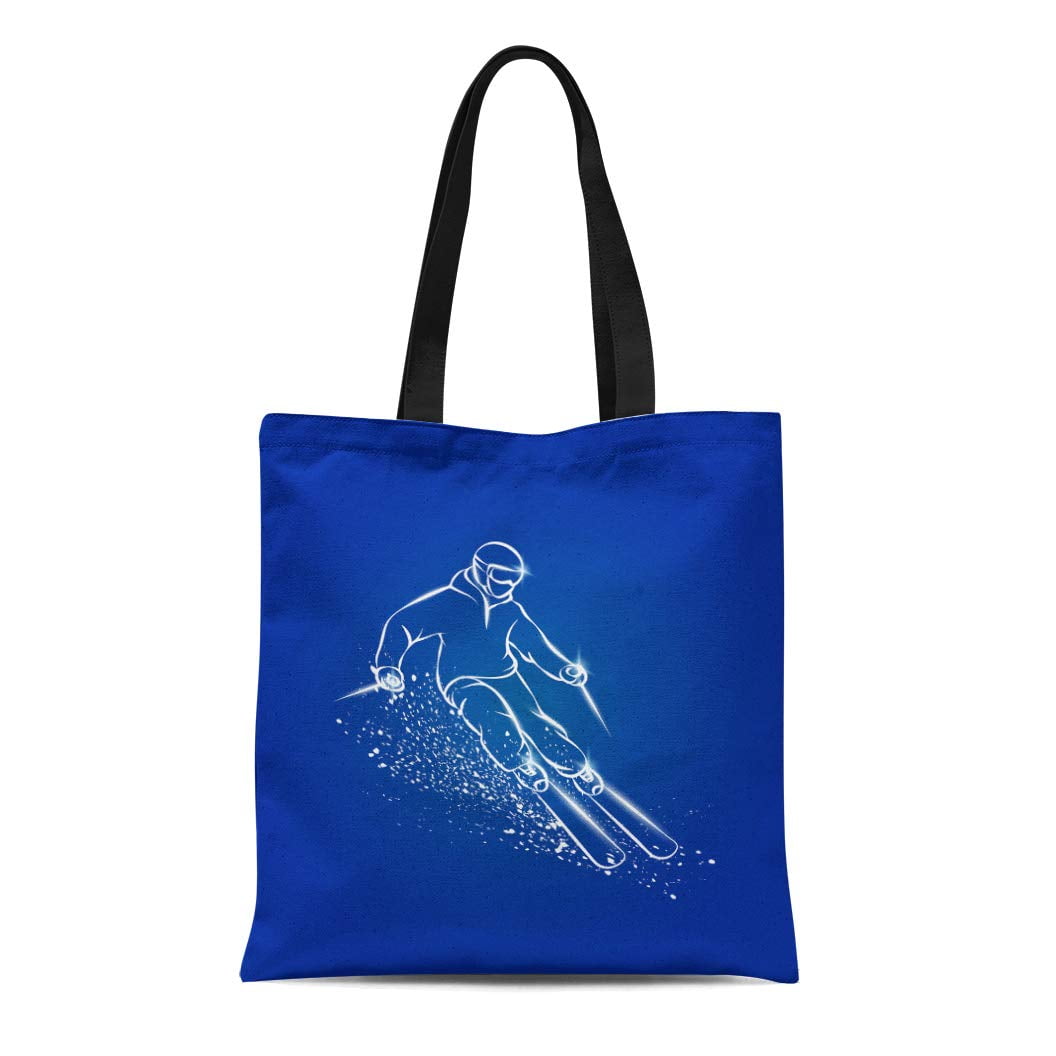 ASHLEIGH Canvas Bag Resuable Tote Grocery Shopping Bags Skier on ...