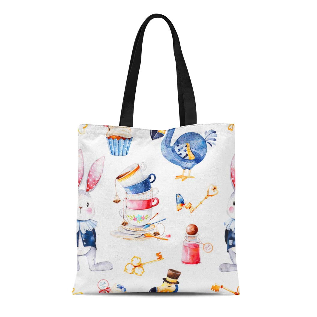 ASHLEIGH Canvas Bag Resuable Tote Grocery Shopping Bags Wonderland ...