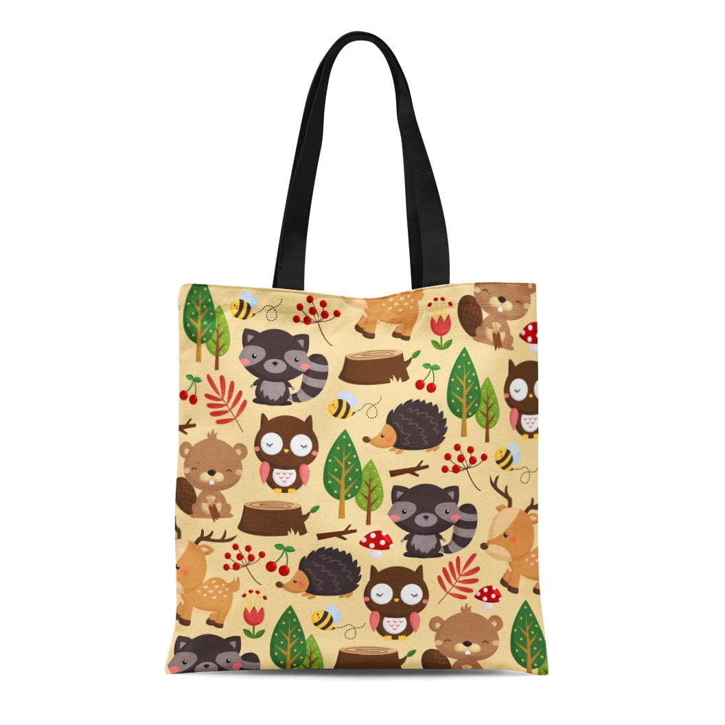 ASHLEIGH Canvas Bag Resuable Tote Grocery Shopping Bags Woodland Light ...