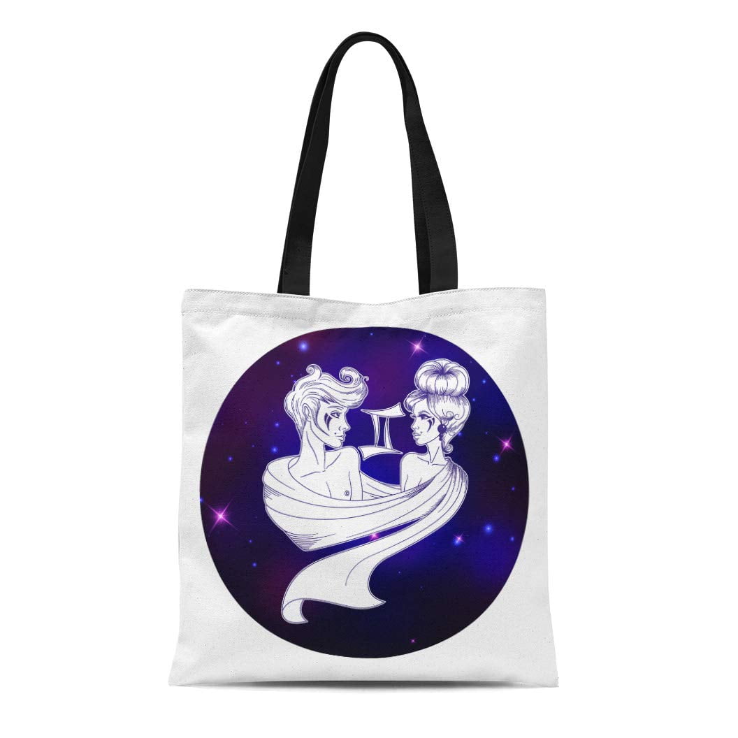 ASHLEIGH Canvas Tote Bag Abstract Gemini Zodiac Sign Horoscope Symbol ...