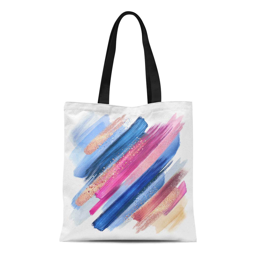 ASHLEIGH Canvas Tote Bag Abstract Paint Smears White Watercolor Brush ...