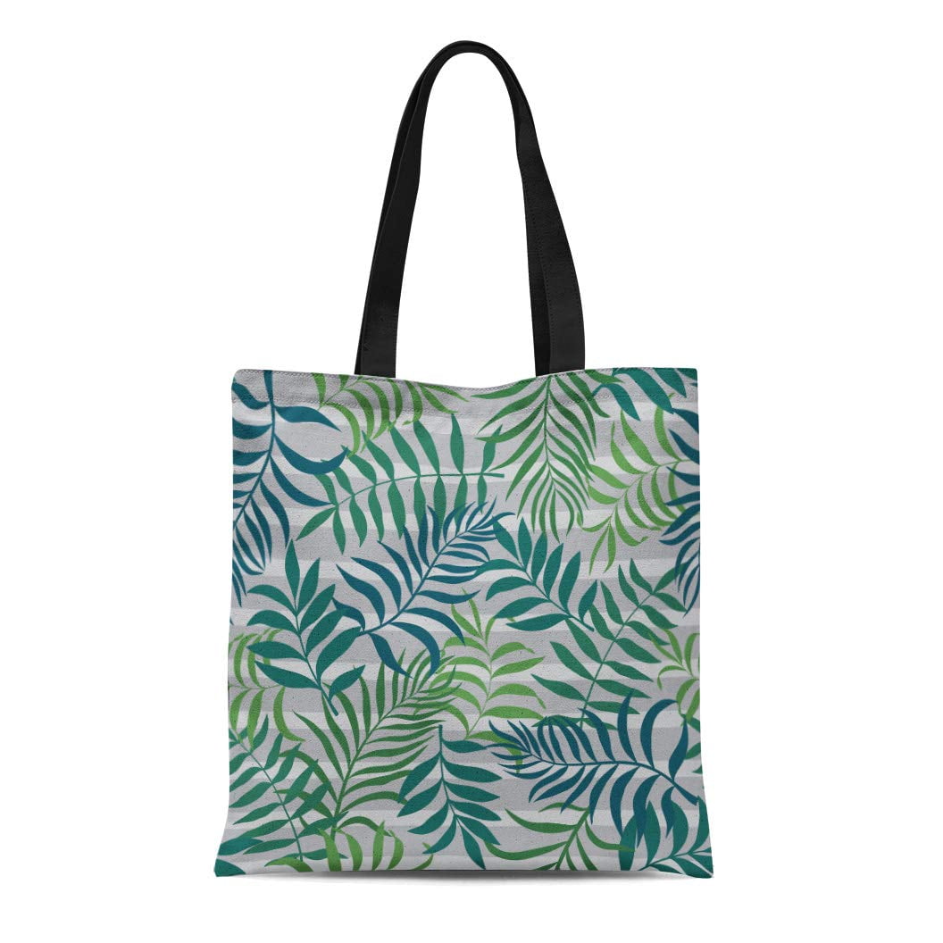 ASHLEIGH Canvas Tote Bag Abstract Tropical Palm Leaves Floral Pattern ...