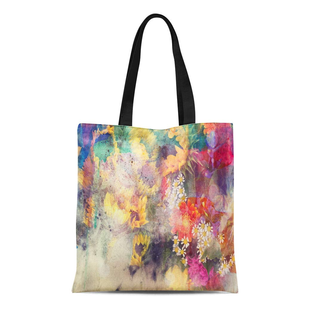 ASHLEIGH Canvas Tote Bag Abstract Watercolor Painting Combined Field ...