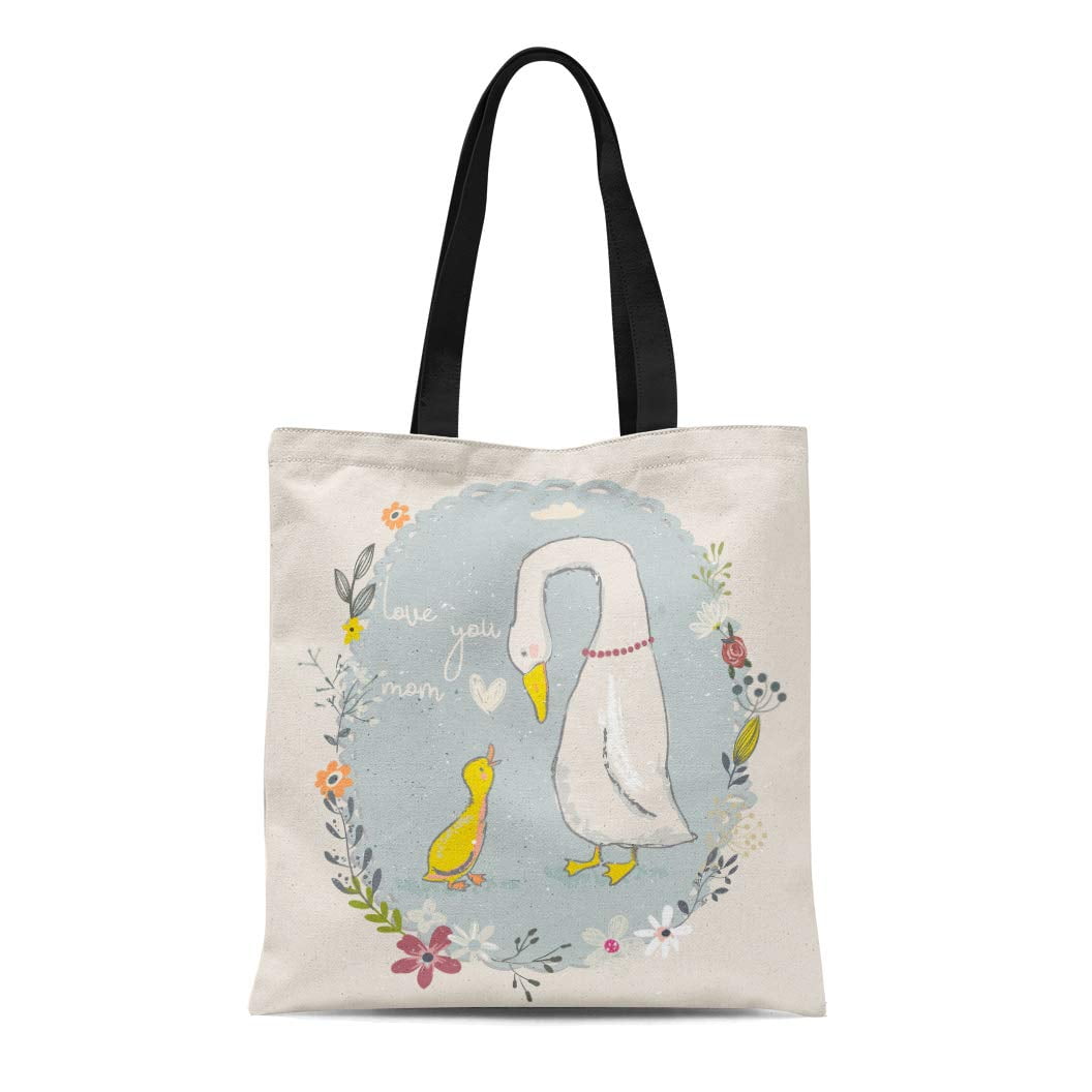 ASHLEIGH Canvas Tote Bag Baby Cute Little Cartoon Goose and Gosling ...