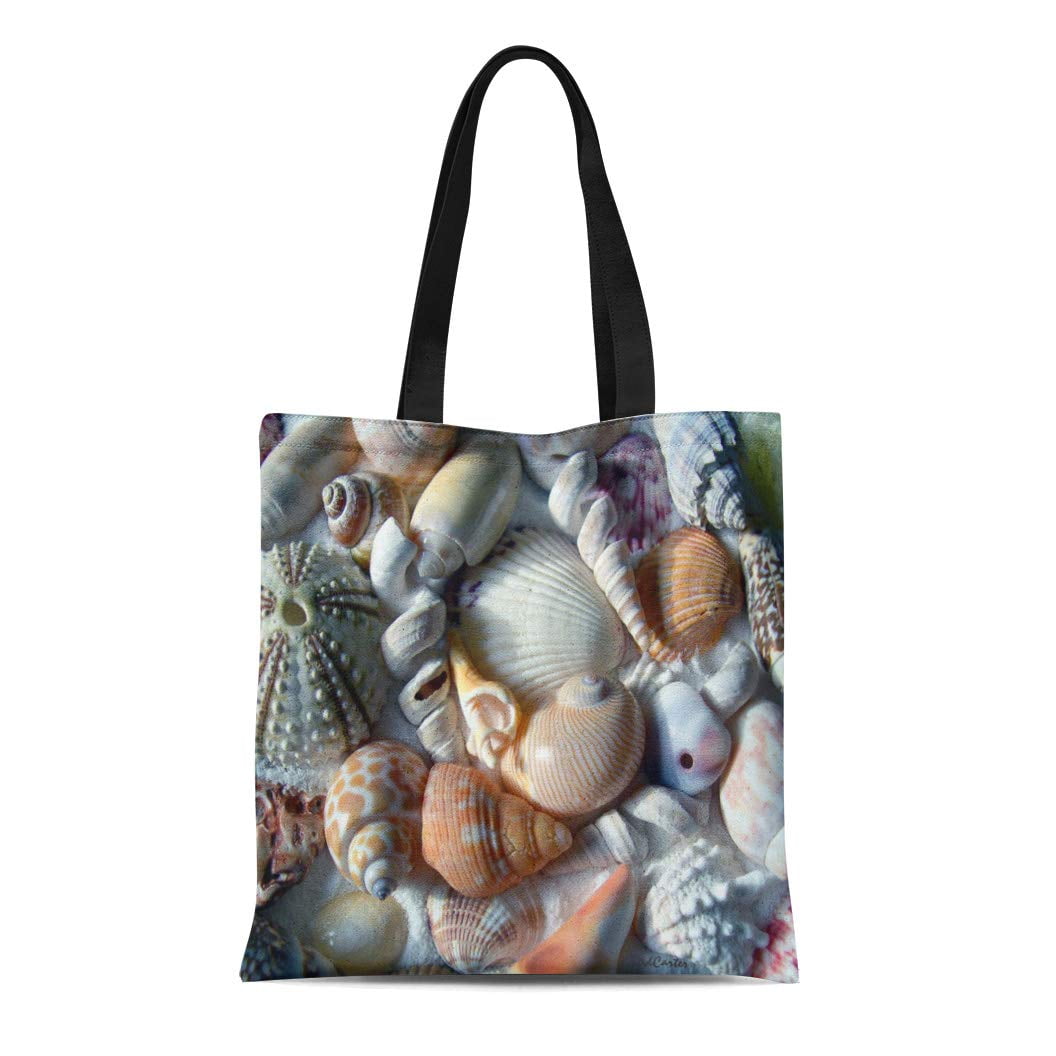 ASHLEIGH Canvas Tote Bag Beach Tropical Seashell Shells Sea Life ...