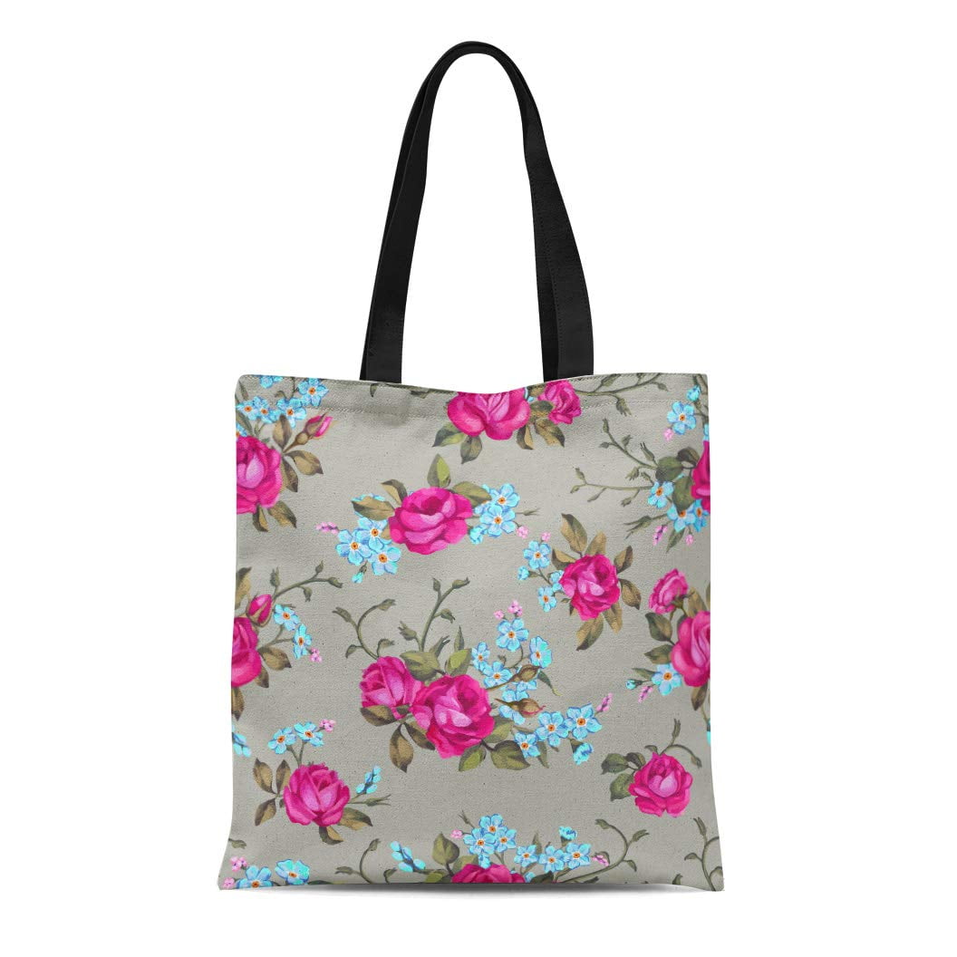 ASHLEIGH Canvas Tote Bag Beautiful Floral Pattern Flower Elegance Roses ...