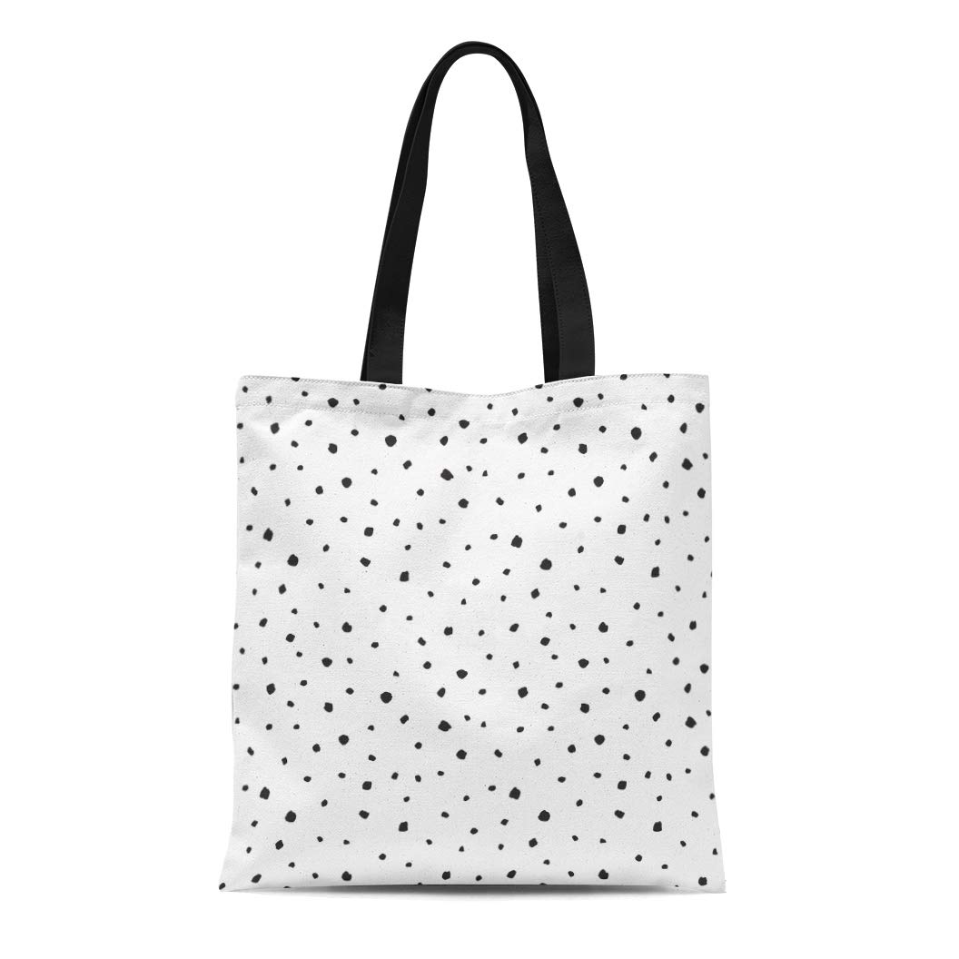 ASHLEIGH Canvas Tote Bag Black Uneven Specks Spots Blobs Splashes Free ...