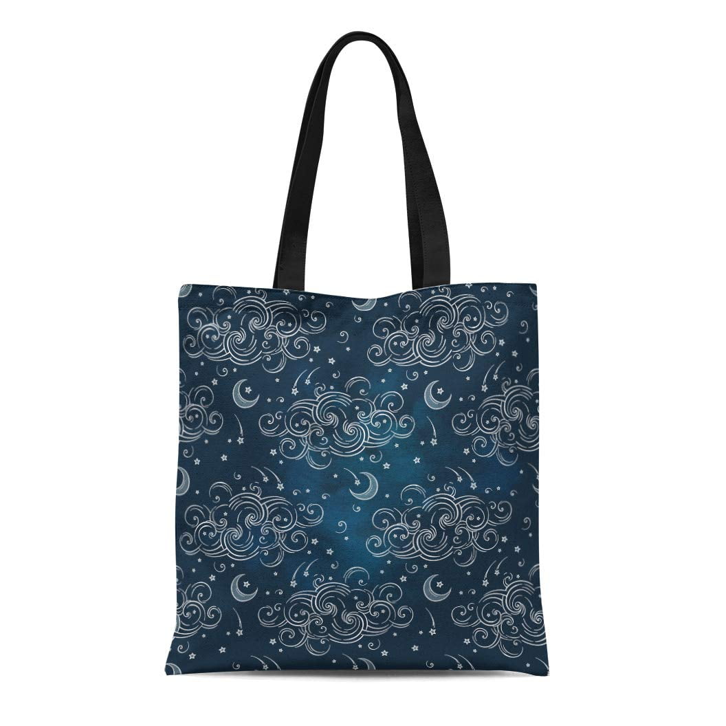 ASHLEIGH Canvas Bag Resuable Tote Grocery Shopping Bags Blue Night with ...