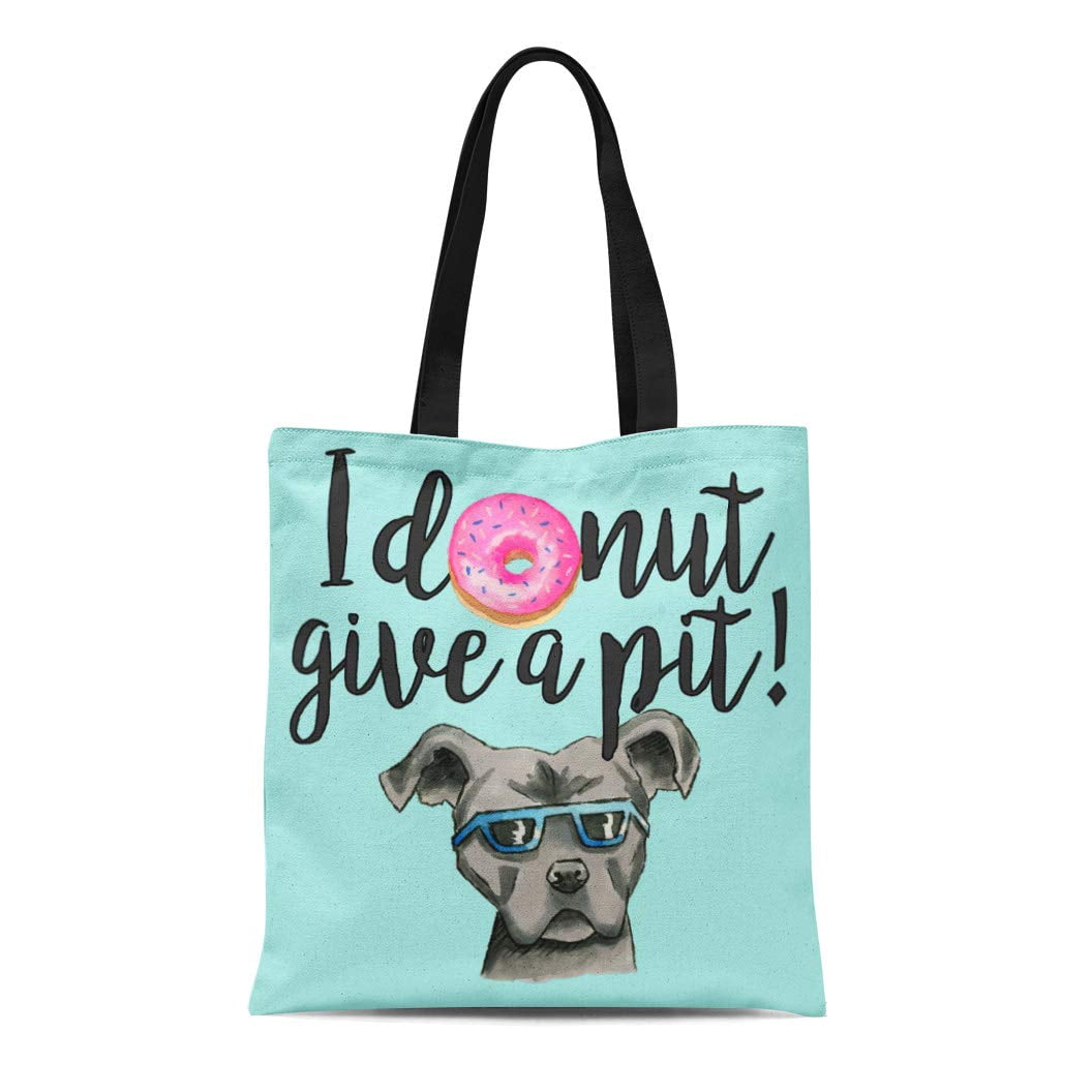 ASHLEIGH Canvas Tote Bag Blue Funny I Donut Give Pit Watercolor Pink ...