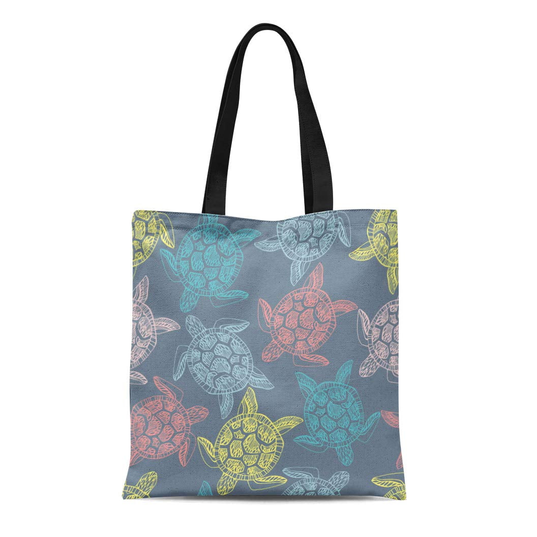 ASHLEIGH Canvas Tote Bag Blue Pattern Sea Turtles Pink Camouflage ...