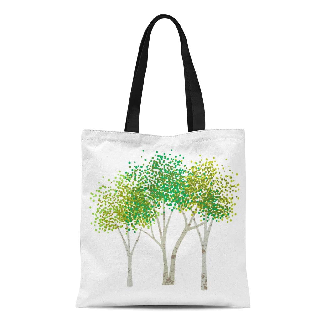 ASHLEIGH Canvas Tote Bag Brown Abstract Aspen Birch Trees Clipart Green ...