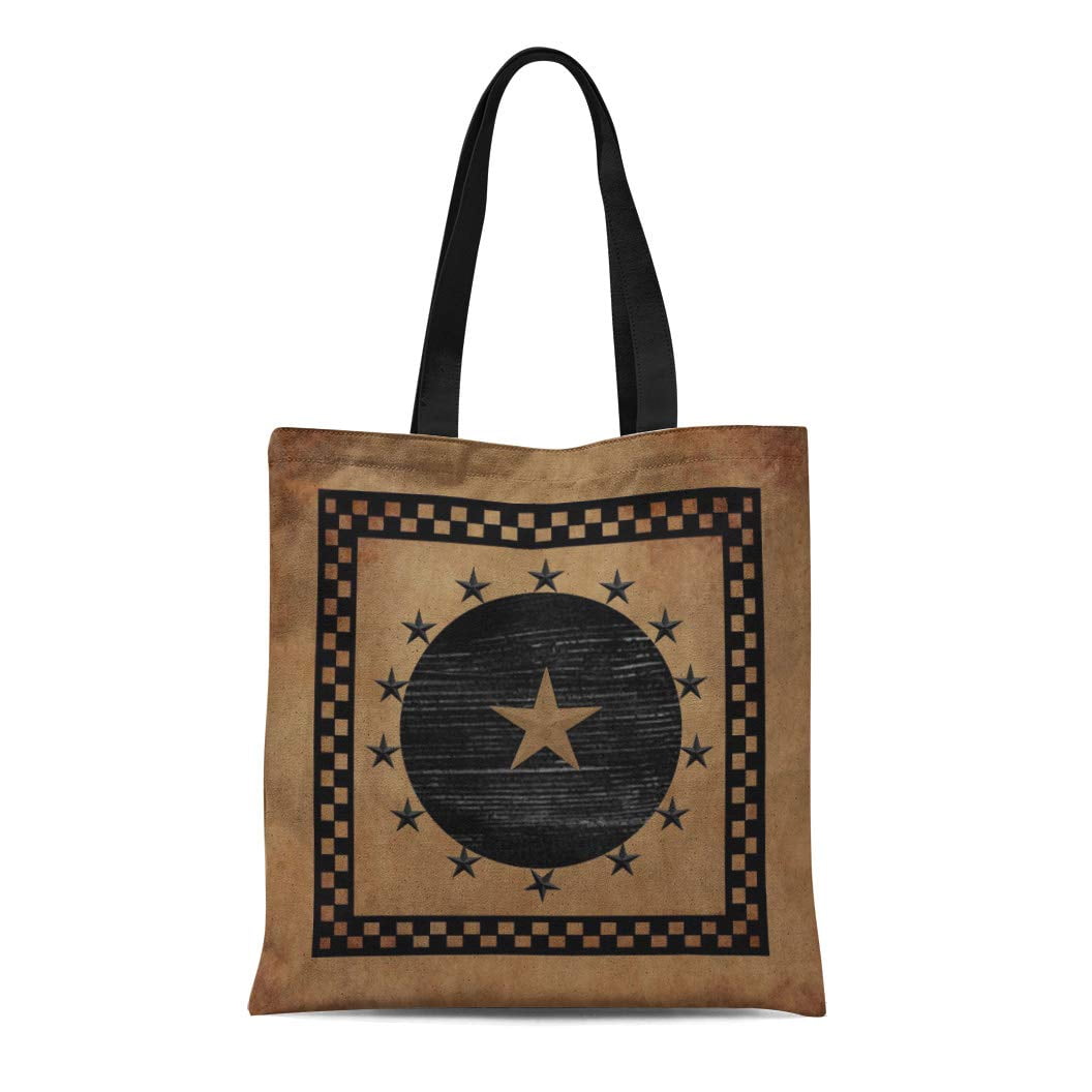 ASHLEIGH Canvas Tote Bag Brown Country Primitive Star Rustic Porch ...