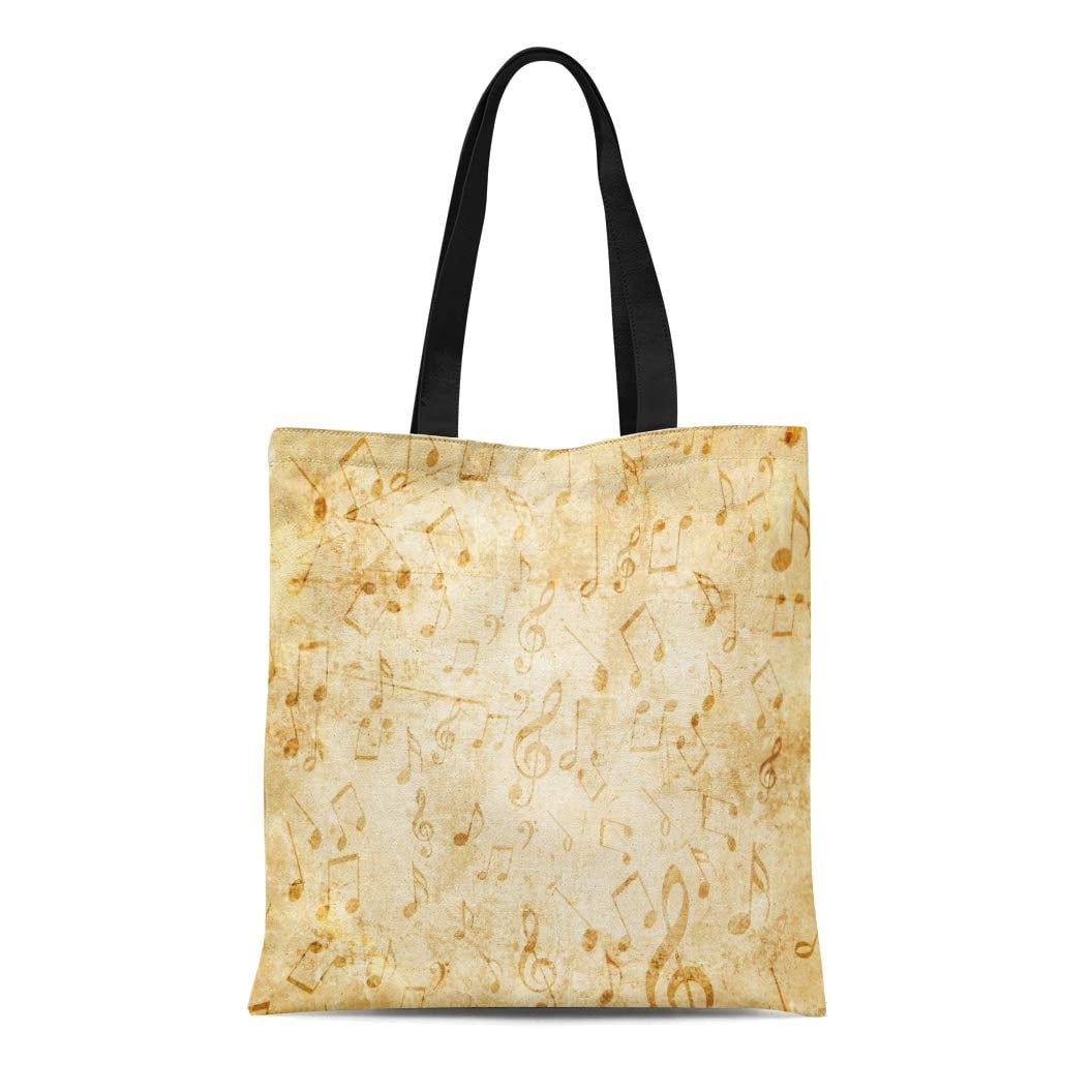 ASHLEIGH Canvas Tote Bag Brown Vintage Old Music Sheet Musical Notes ...