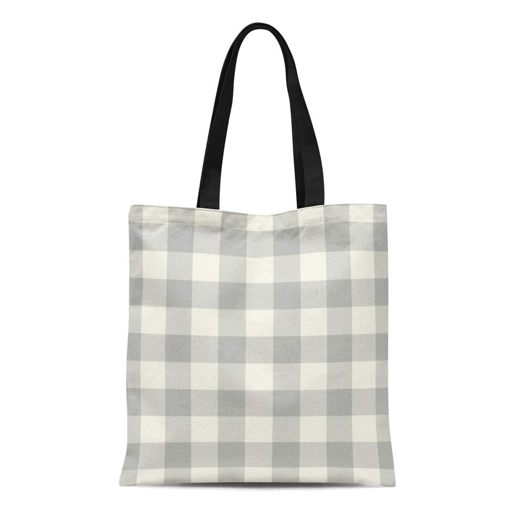 ASHLEIGH Canvas Tote Bag Buffalo Glacier Gray Gingham Check Checkered ...