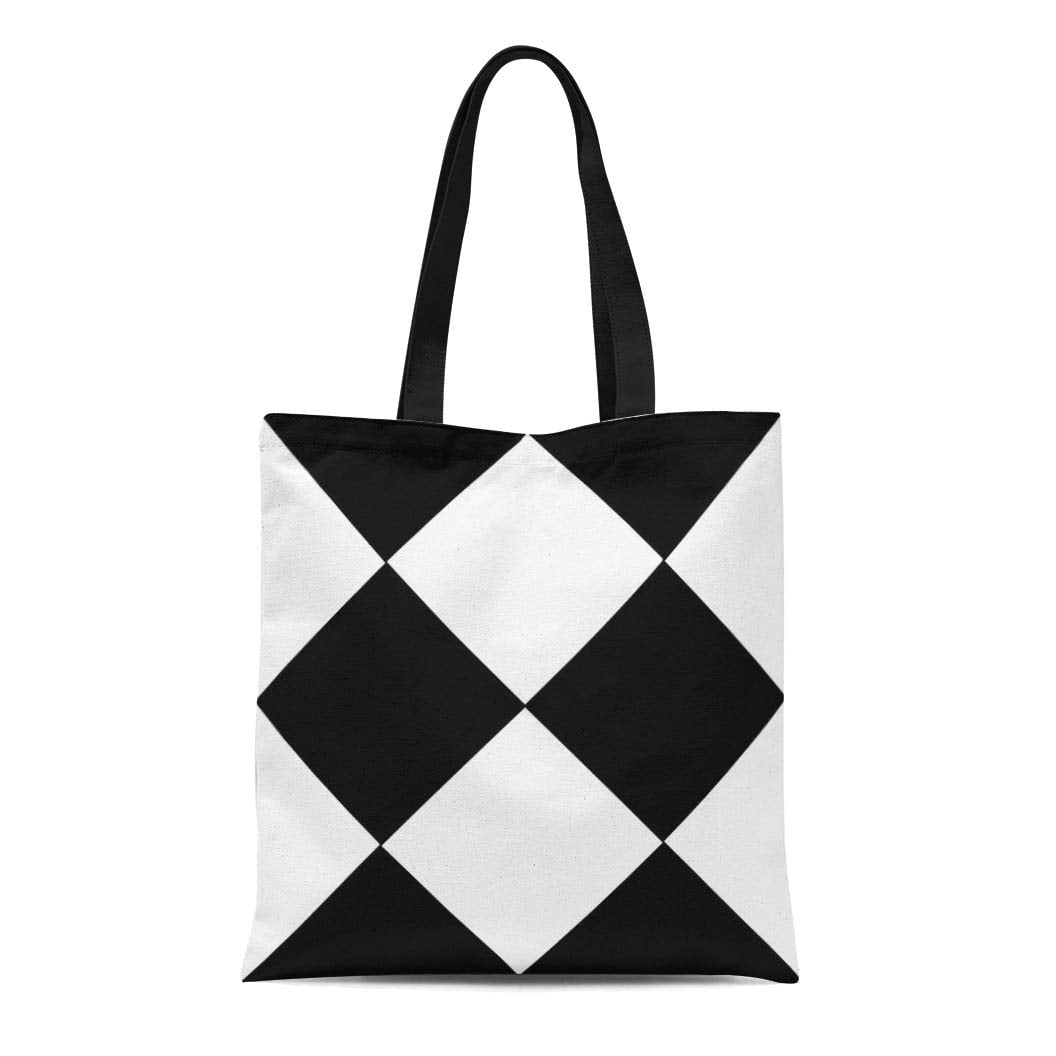 ASHLEIGH Canvas Tote Bag Checker Black and White Checkered Kids Adult ...