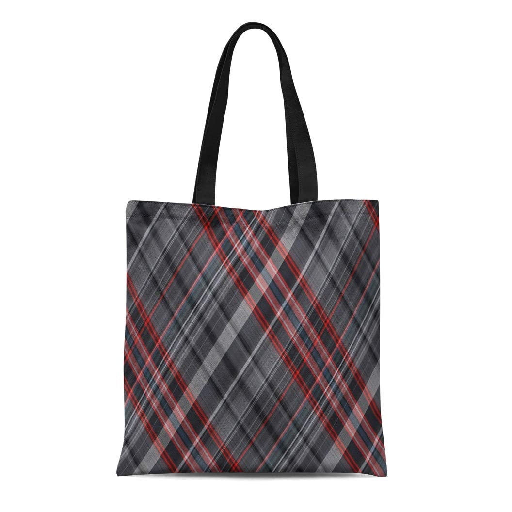 ASHLEIGH Canvas Tote Bag Chequered Red Black and Plaid Checkered ...