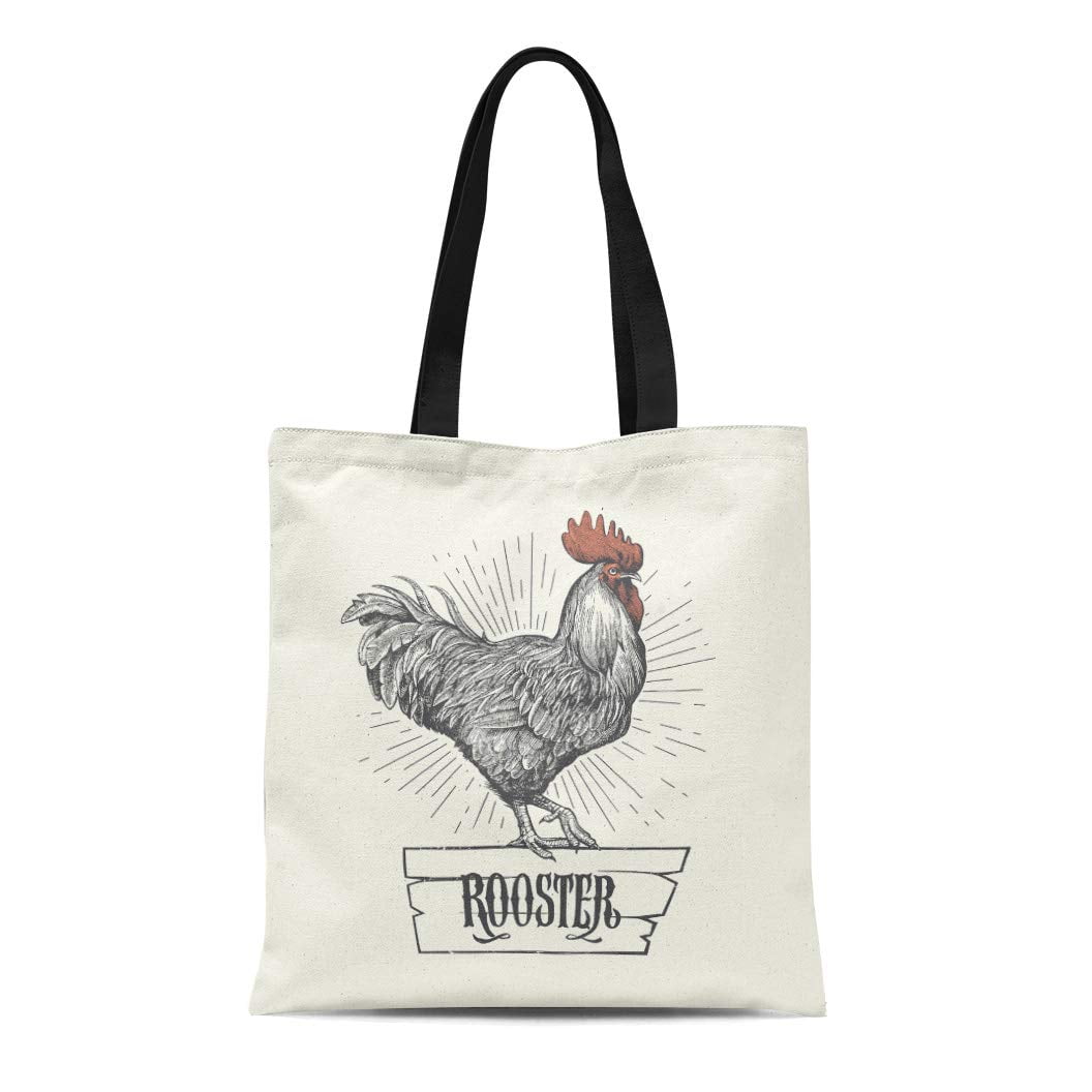 ASHLEIGH Canvas Tote Bag Chicken Rooster in Symbol of Vintage Cock Old ...