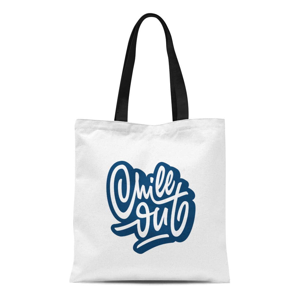 ASHLEIGH Canvas Tote Bag Chill Out Lettering Vintage Brush Script ...