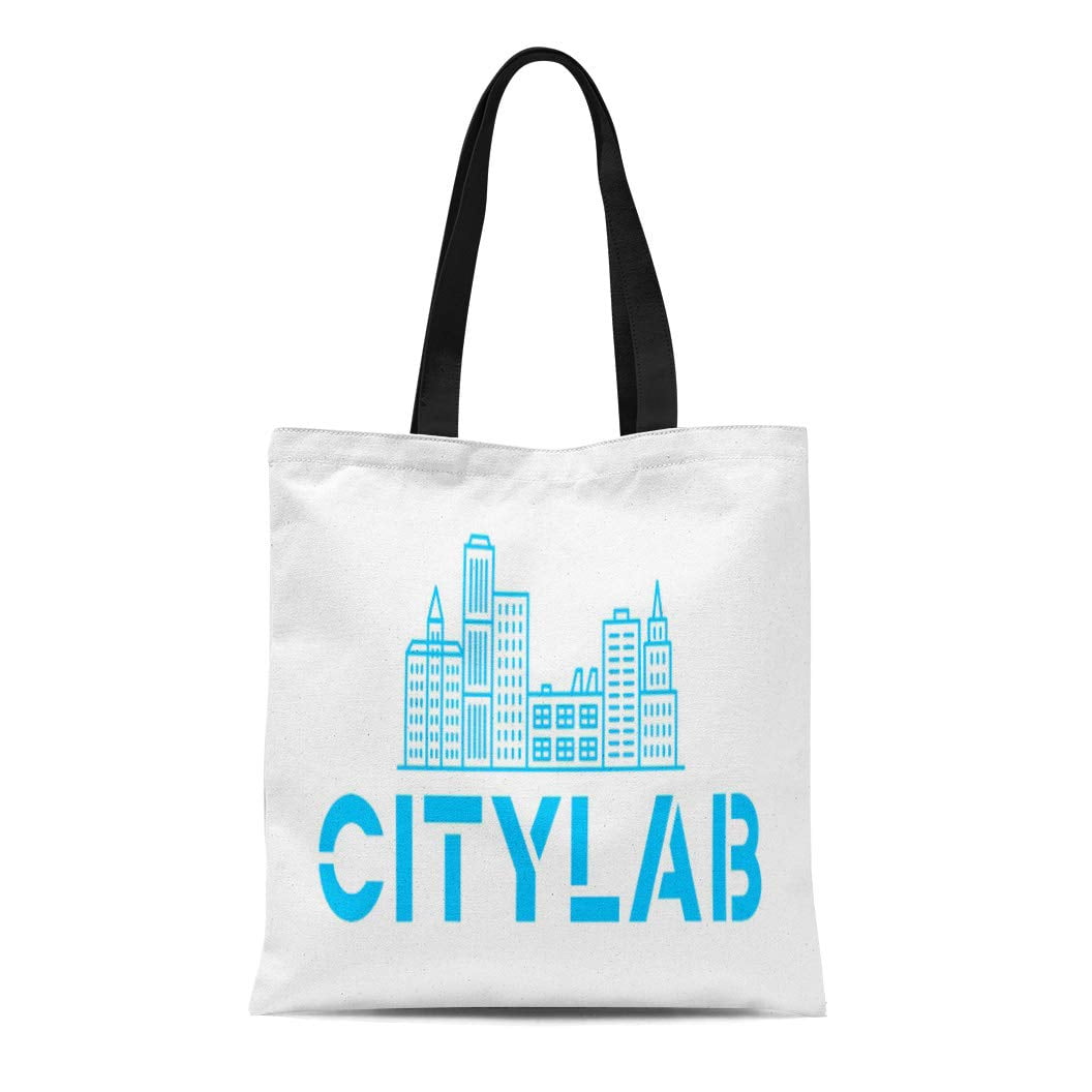 ASHLEIGH Canvas Tote Bag Cities Citylab Blue Skyline Atlantic Work ...