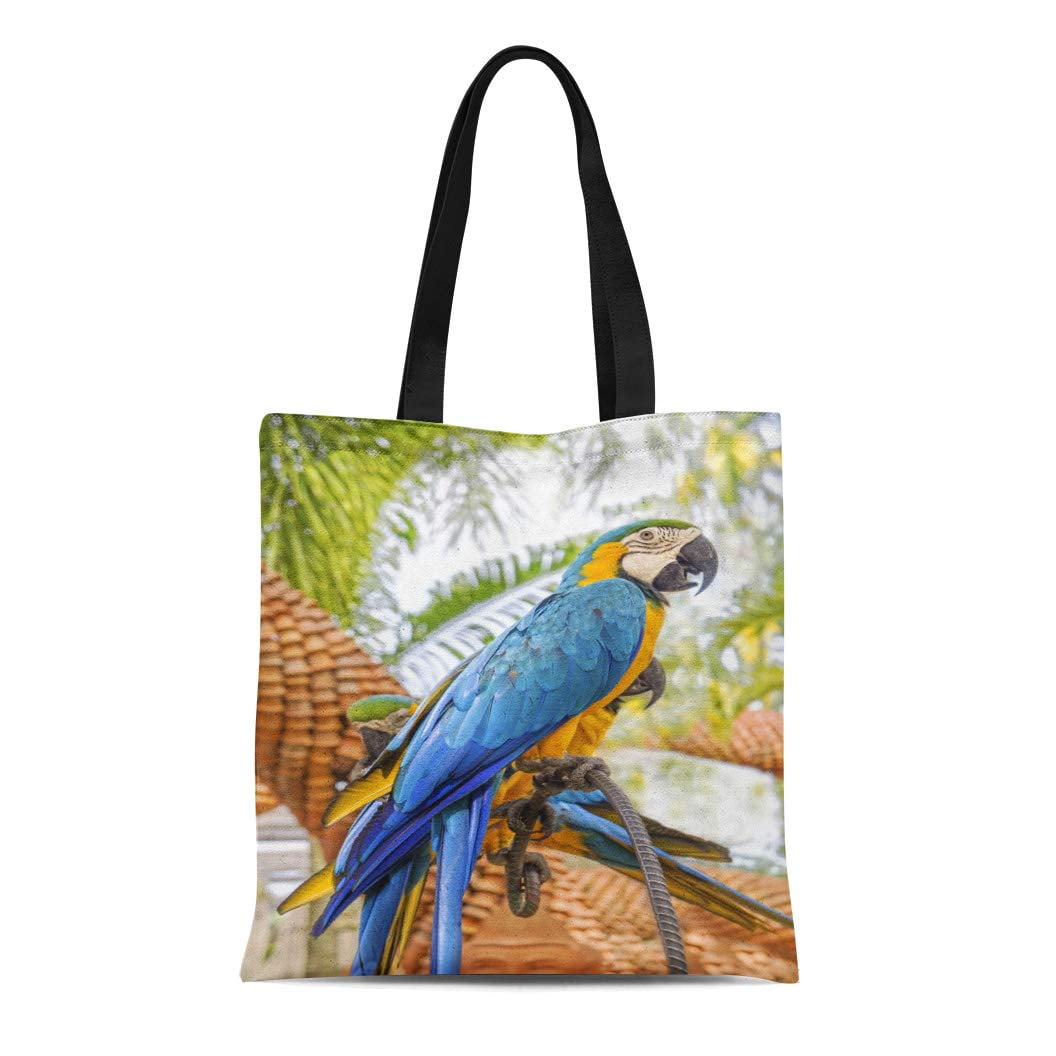 ASHLEIGH Canvas Tote Bag Colorful Amazing Blue and Yellow Macaw Arara ...