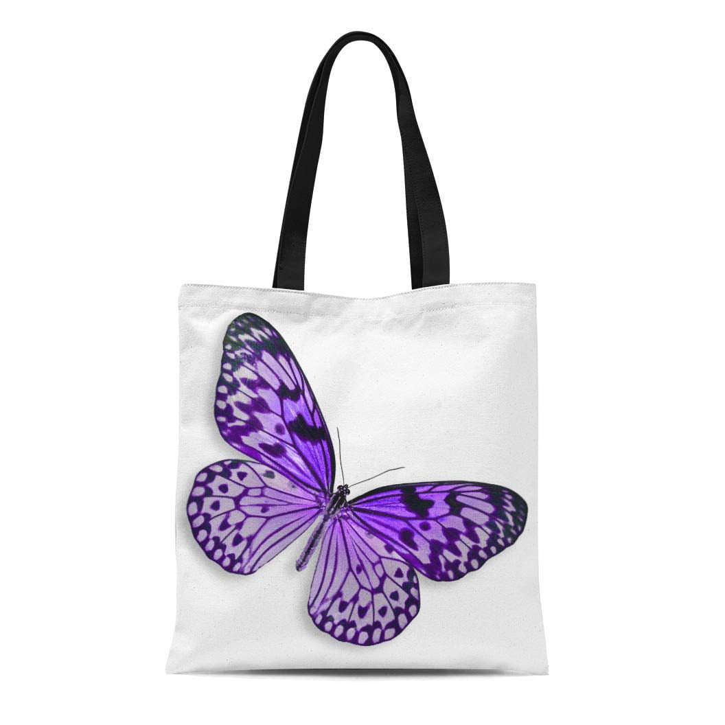 ASHLEIGH Canvas Tote Bag Colorful Beautiful Purple Butterfly Flying ...