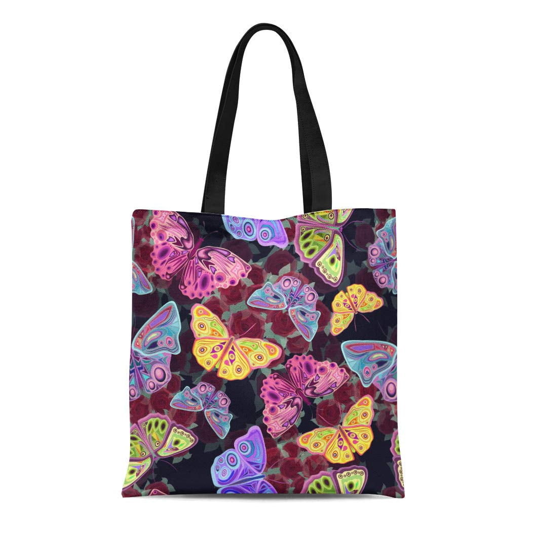 ASHLEIGH Canvas Tote Bag Colorful Butterfly Colored Butterflies on ...