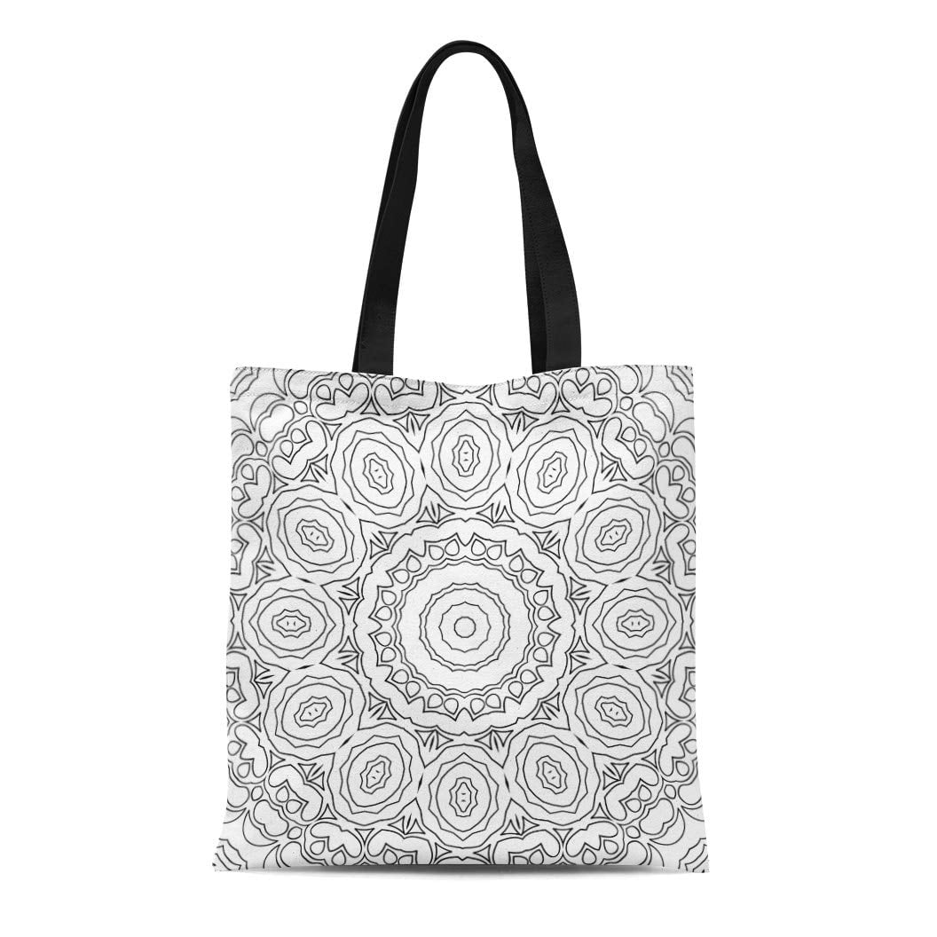 ASHLEIGH Canvas Tote Bag Coloring Adult Page Black and White Pattern ...