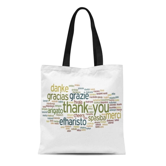 ASHLEIGH Canvas Tote Bag Conceptual Abstract Thank You Word Cloud in ...