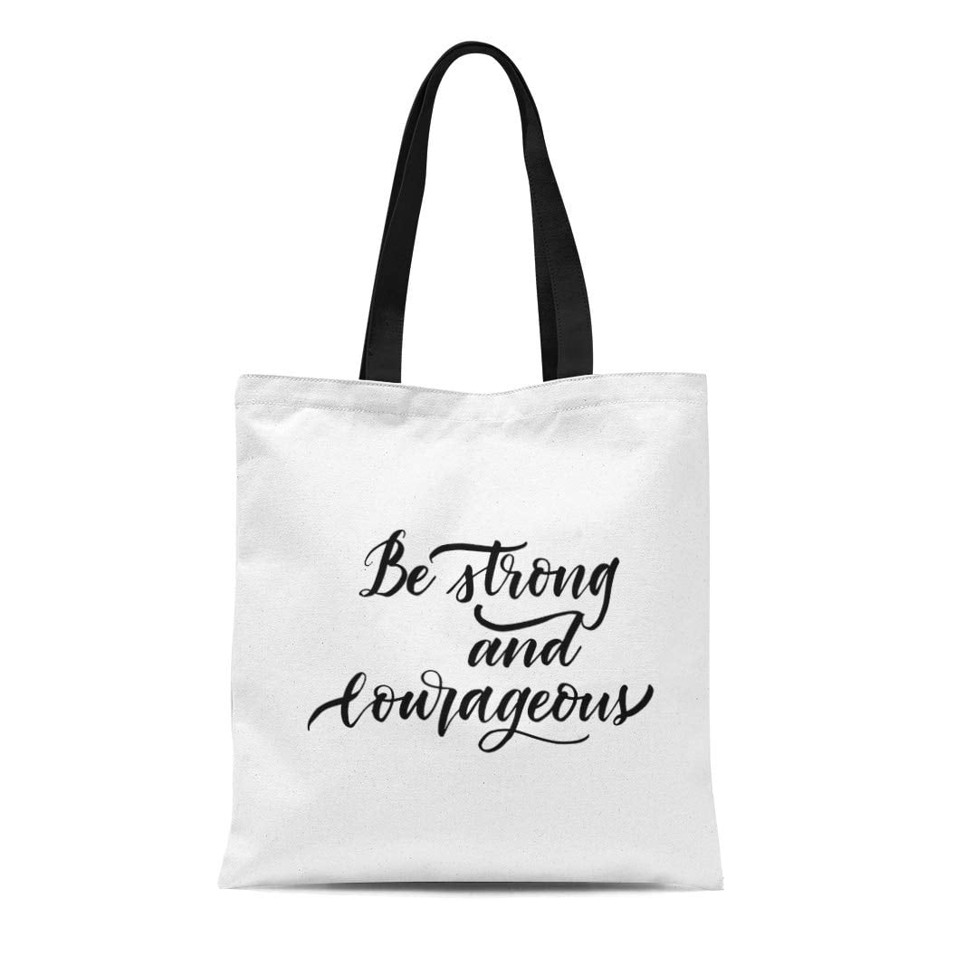 ASHLEIGH Canvas Tote Bag Courage Be Strong and Courageous Lettering ...