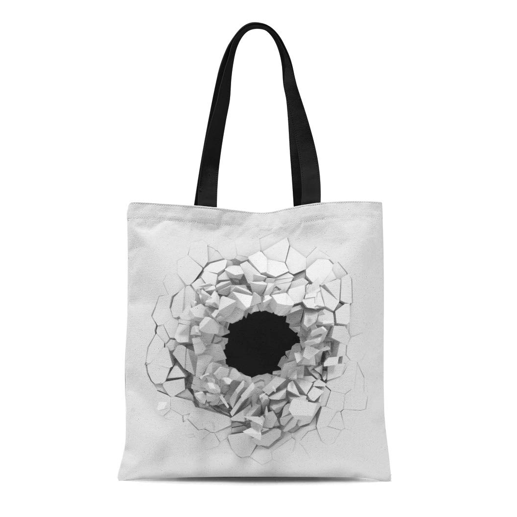 ASHLEIGH Canvas Tote Bag Crack Explosion Broken White Wall Cracked Hole ...