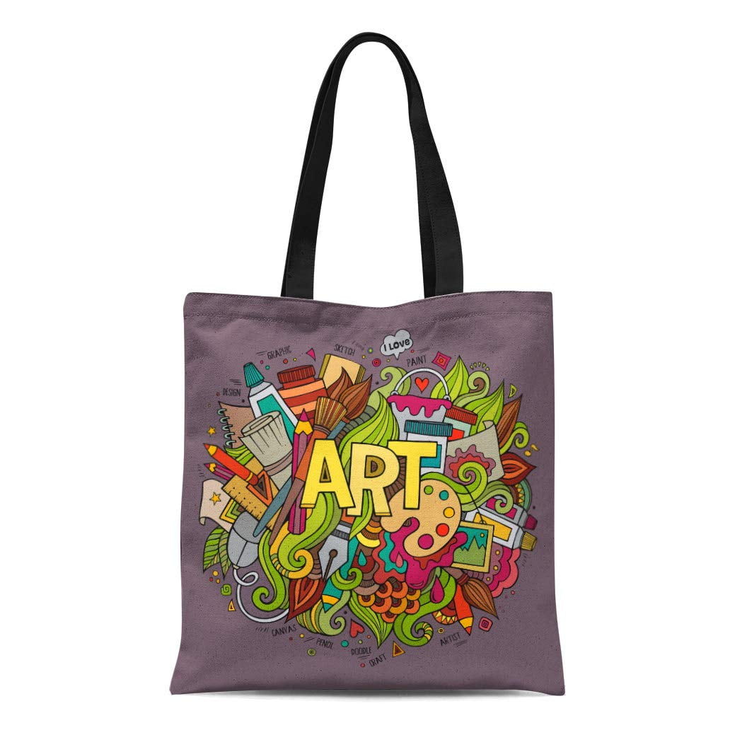 ASHLEIGH Canvas Tote Bag Creative Hand Lettering and Doodles Sketch ...