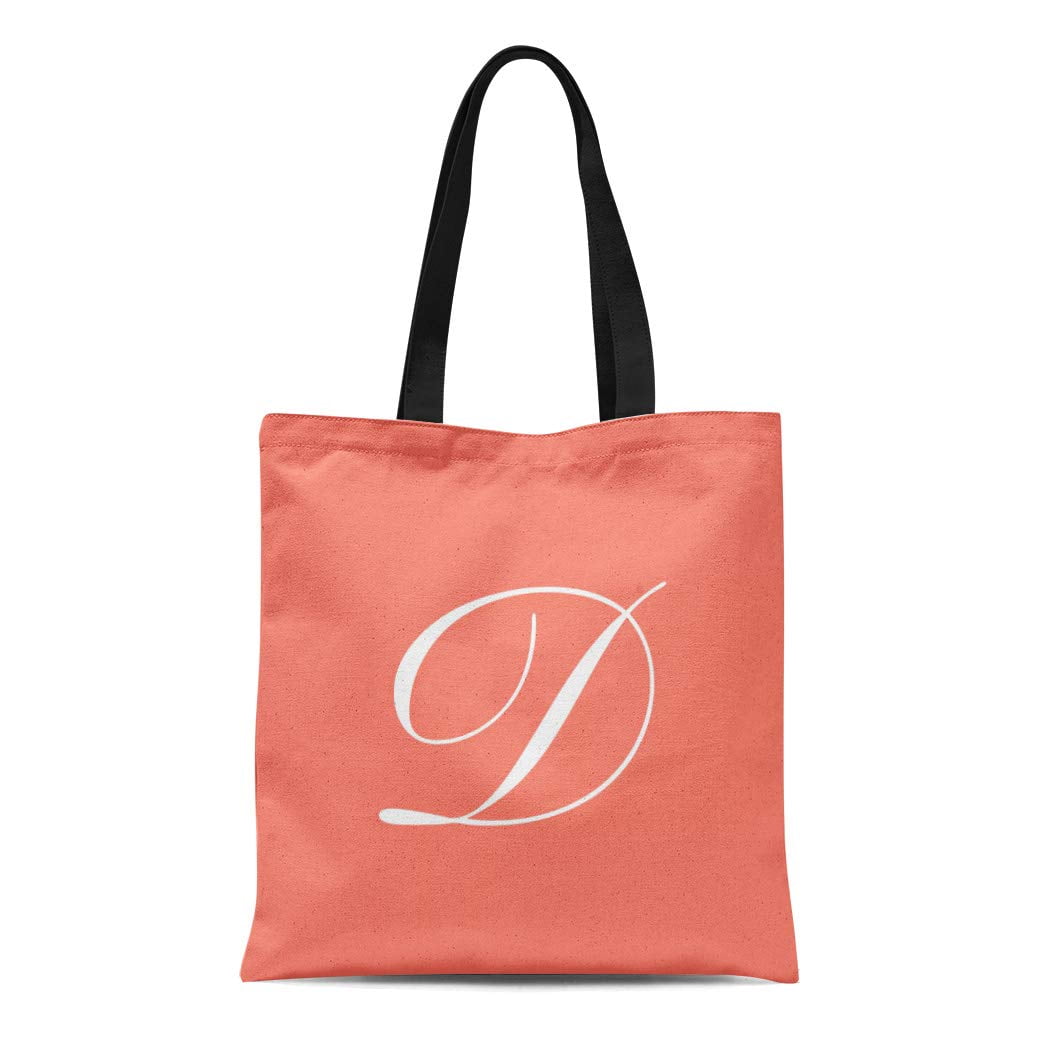 ASHLEIGH Canvas Tote Bag Danielle Letter D Coral Destiny Diana Desiree ...