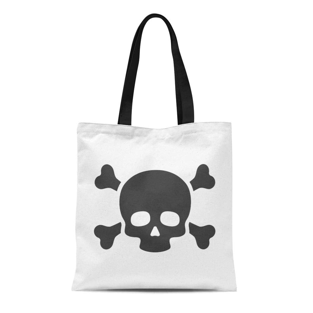 ASHLEIGH Canvas Tote Bag Death Skull and Crossbones on Sign Danger Evil ...