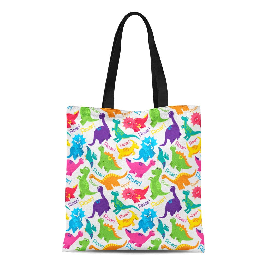 ASHLEIGH Canvas Tote Bag Dinosaur Tileable Pattern Alien Dino Monster ...