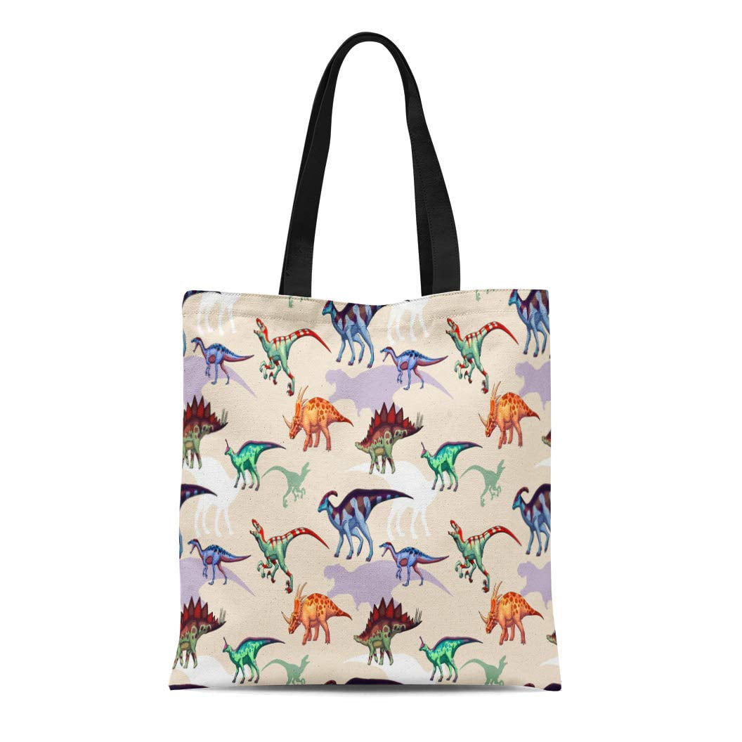 ASHLEIGH Canvas Tote Bag Dinosaurs Raptor Carnotaurus Stegosaurus ...