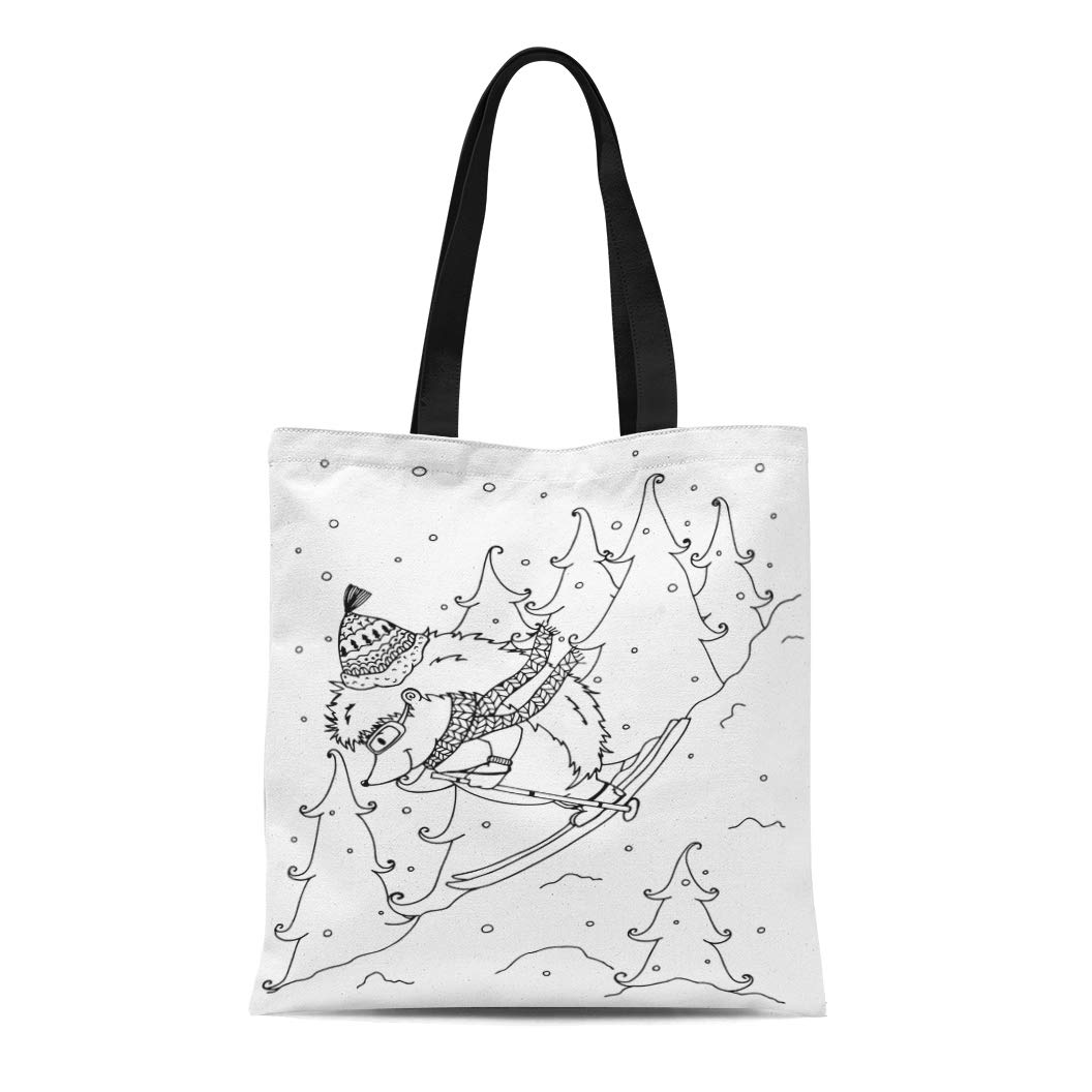 ASHLEIGH Canvas Bag Resuable Tote Grocery Shopping Bags Doodle Urchin ...