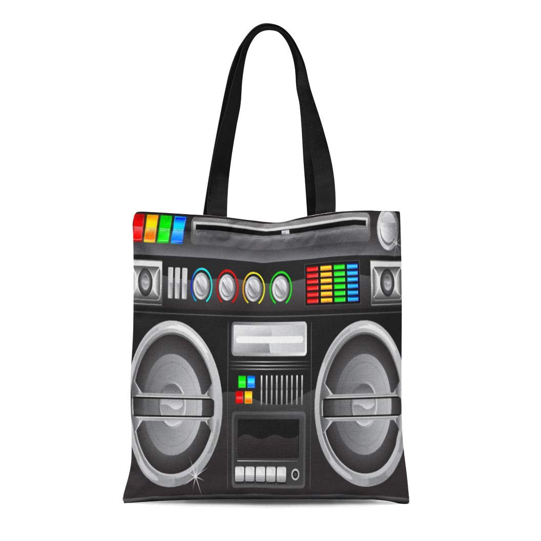 ASHLEIGH Canvas Tote Bag Dooni Retro Rainbow Buttons Boombox Ghetto ...