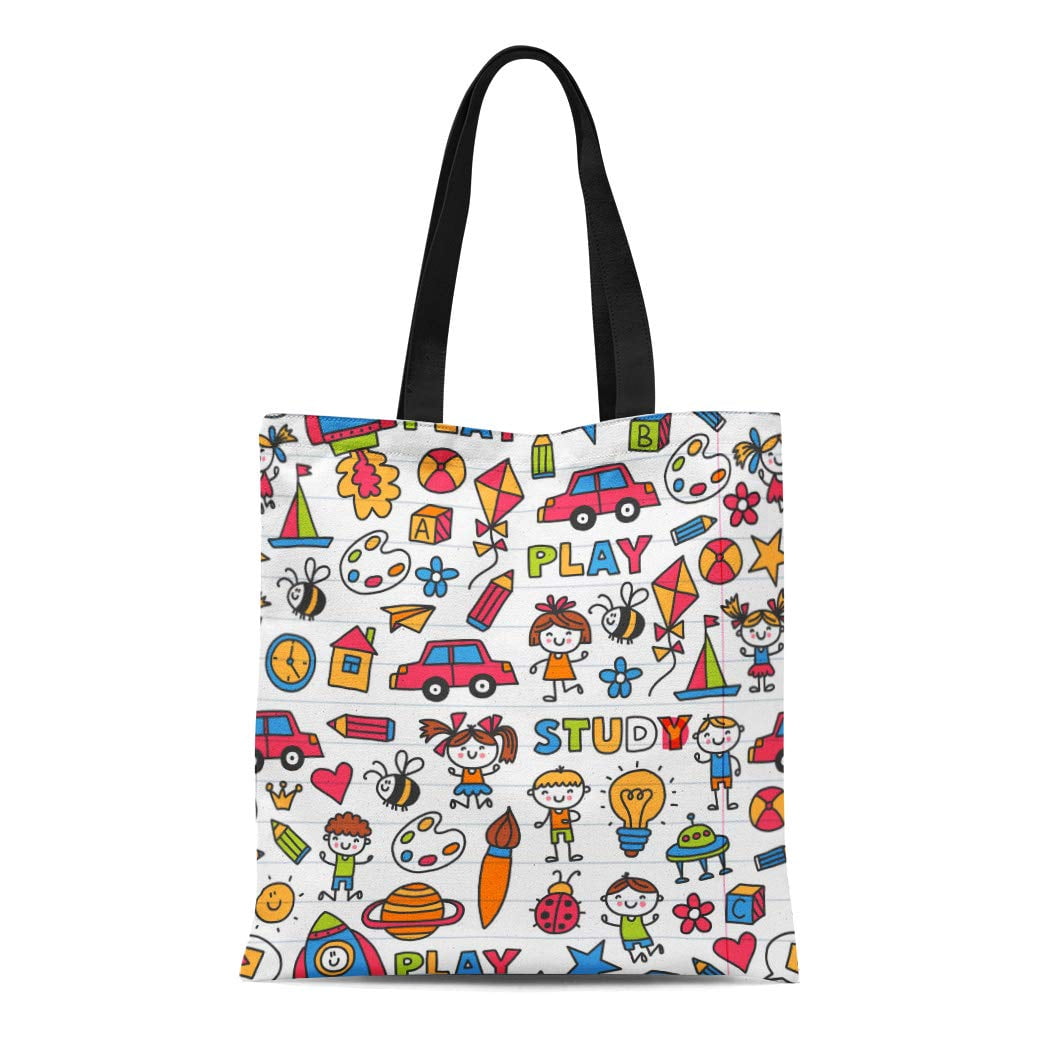 ASHLEIGH Canvas Tote Bag Drawing Singing Exploration Sport Kindergarten ...