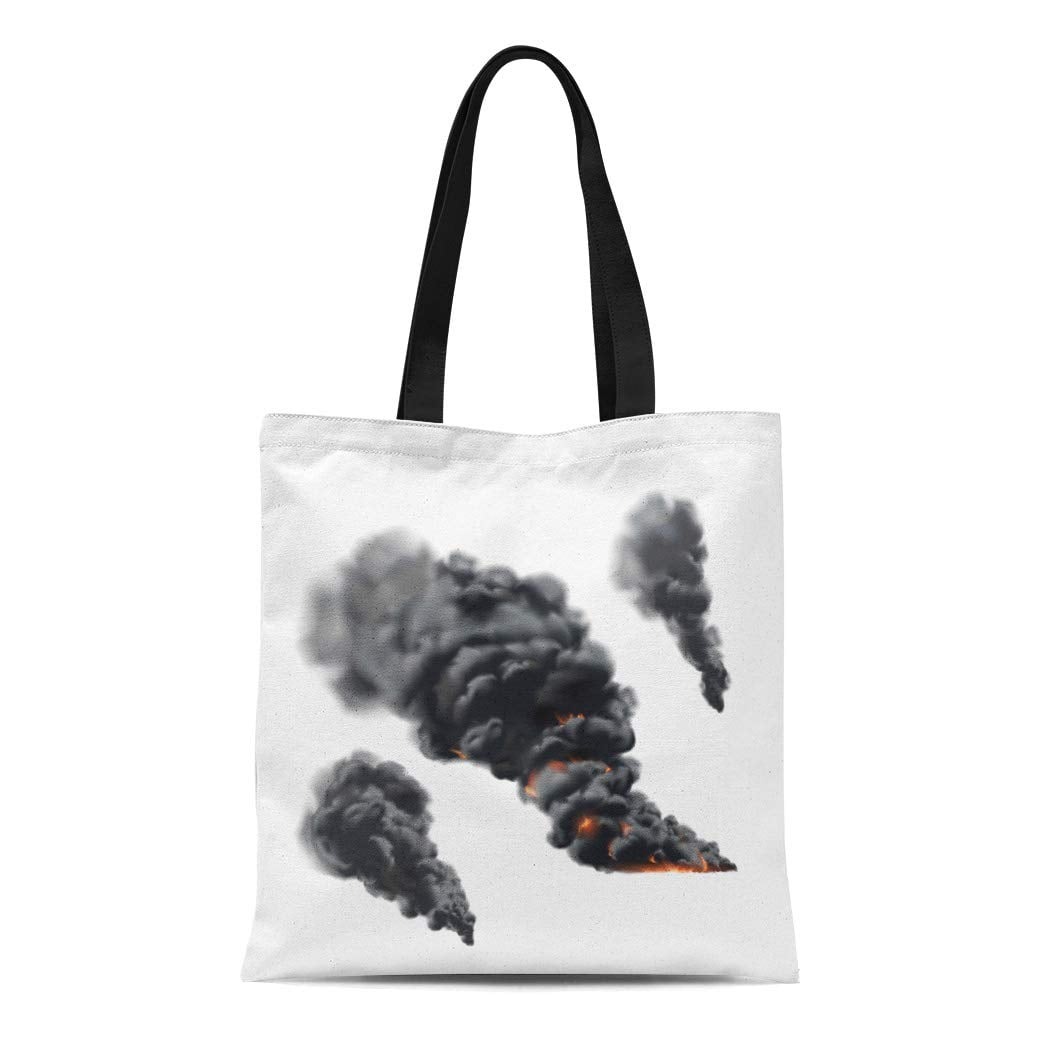 ASHLEIGH Canvas Tote Bag Explosion Big Fire Smoke Effect Black ...