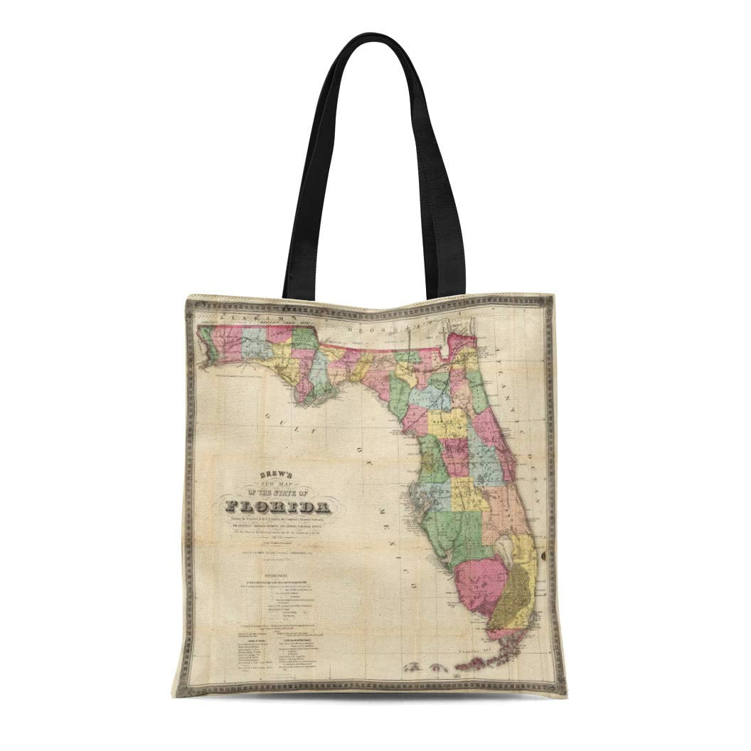 ASHLEIGH Canvas Tote Bag Florida Vintage Map of Old Historical ...