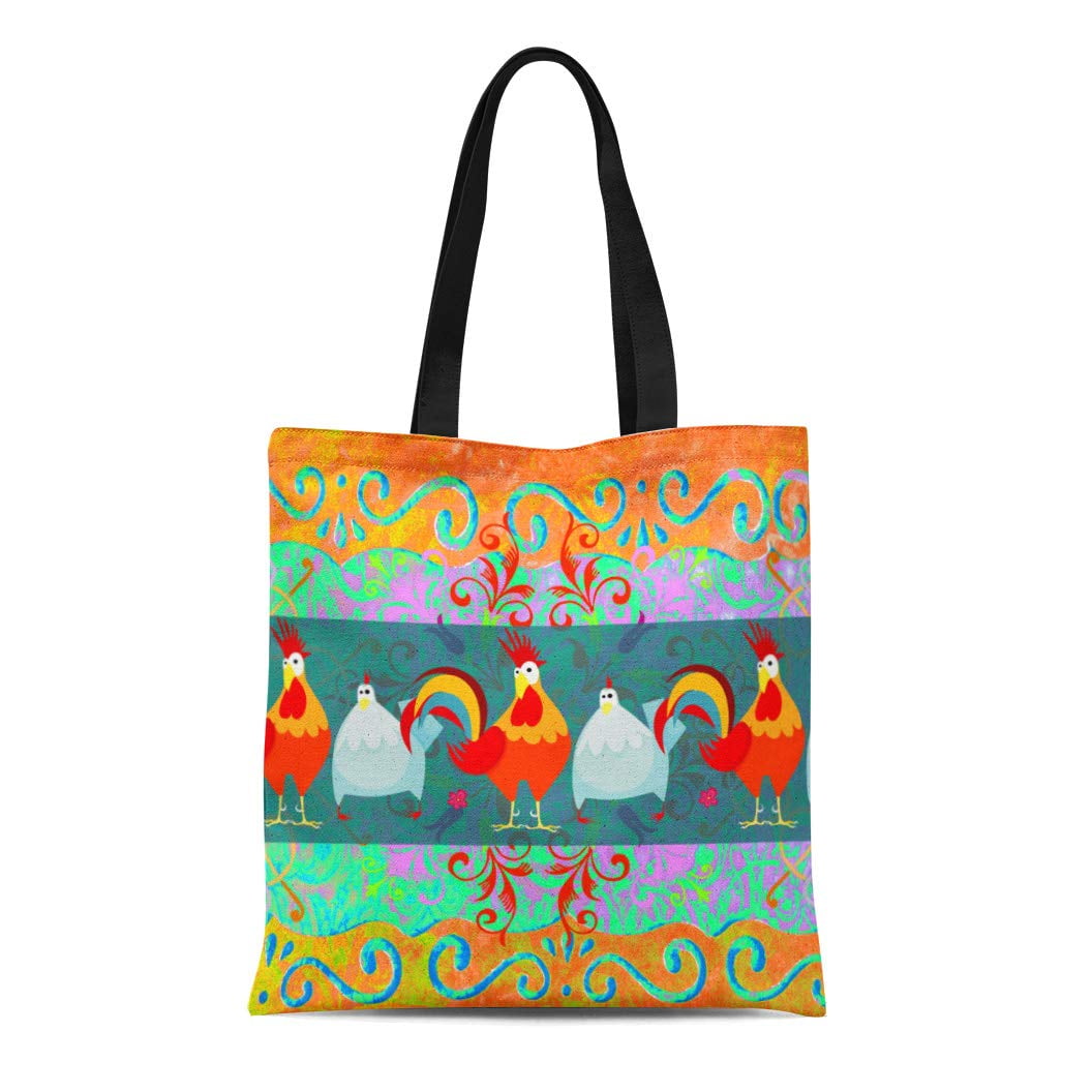 ASHLEIGH Canvas Tote Bag Funny Rooster Hen Chicken Farm Reusable ...