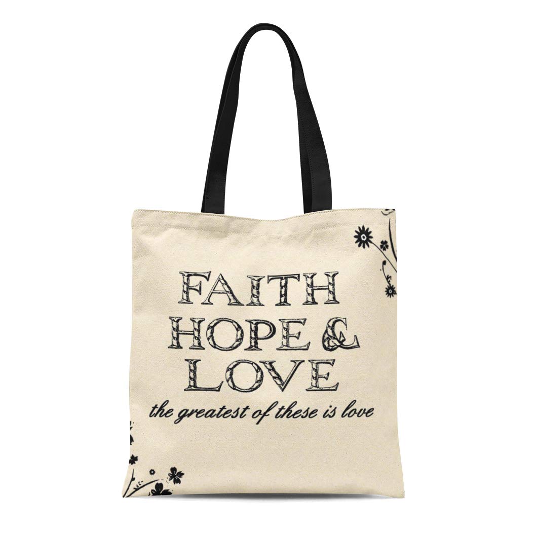 ASHLEIGH Canvas Tote Bag Greatest Faith Hope Love These Inspirational ...