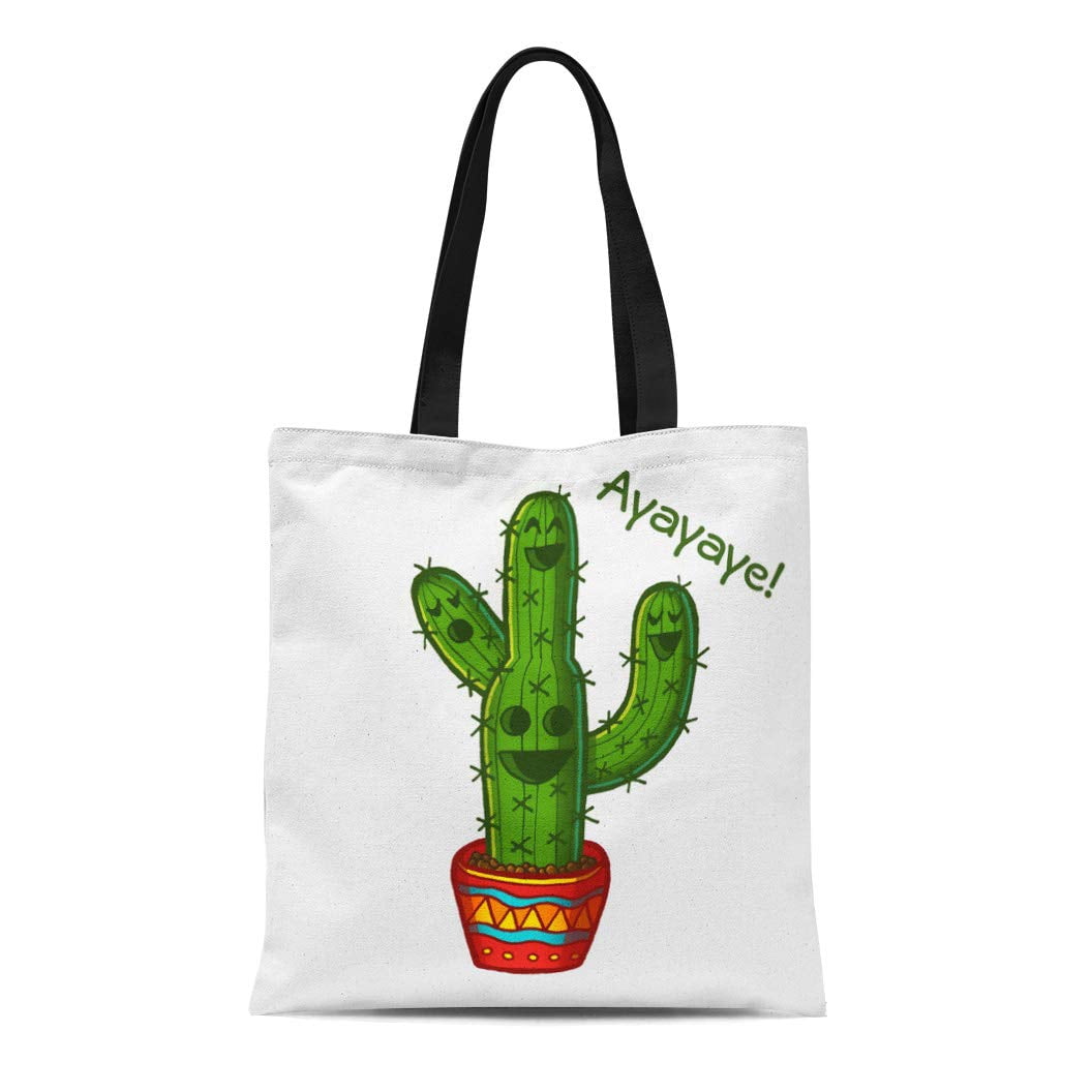 ASHLEIGH Canvas Tote Bag Happy Ayayaye Cactus 7 Unny Cute Laughing ...