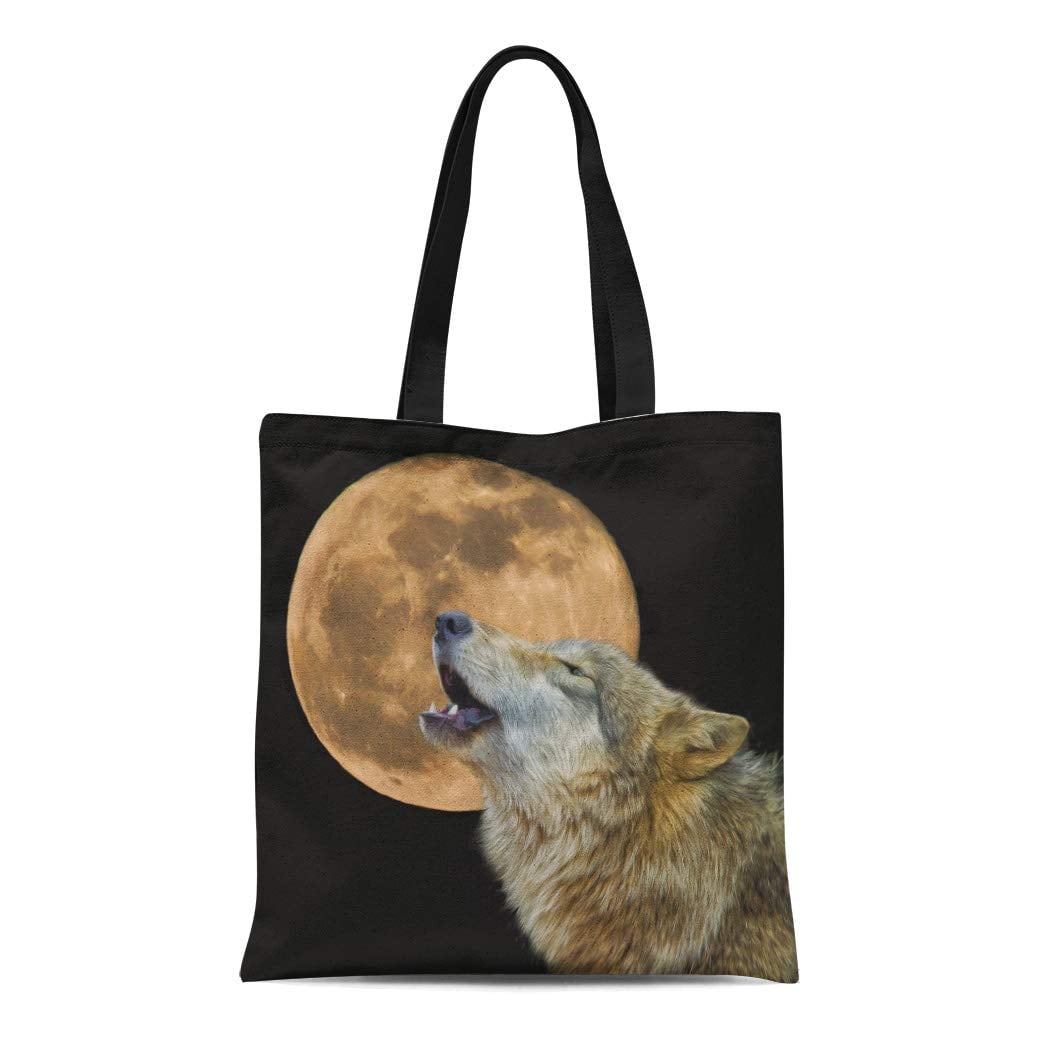 ASHLEIGH Canvas Tote Bag Howl Wolf Howling at the Moon Arctic Beautiful ...