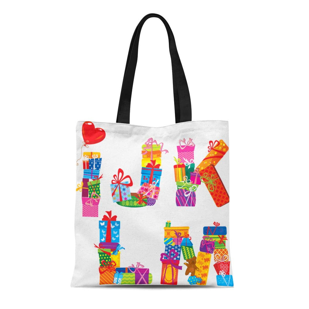 ASHLEIGH Canvas Tote Bag Ijklm English Alphabet Letters Are Made of ...