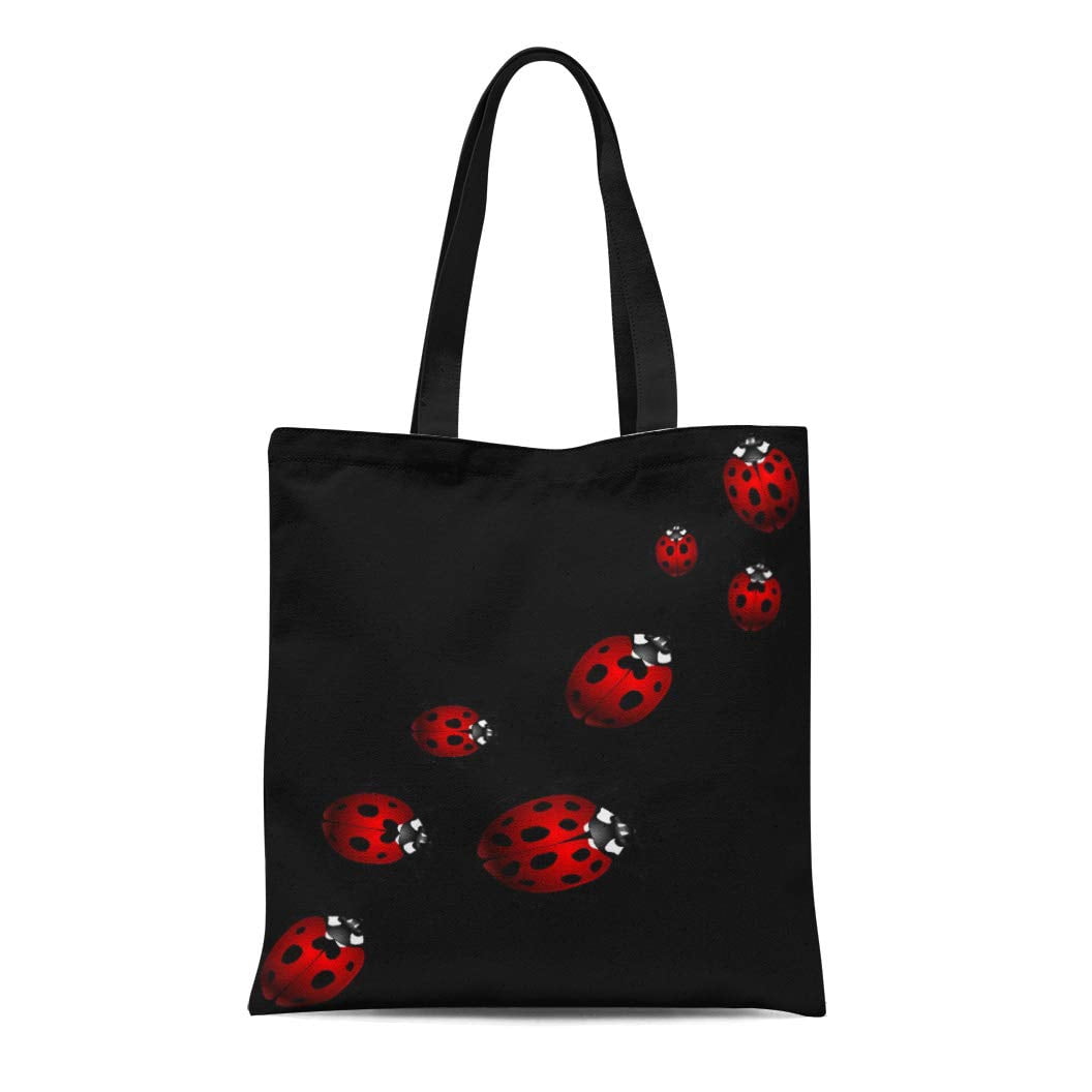 ASHLEIGH Canvas Tote Bag Insect Ladybug Bug Ladybird Reusable Handbag ...