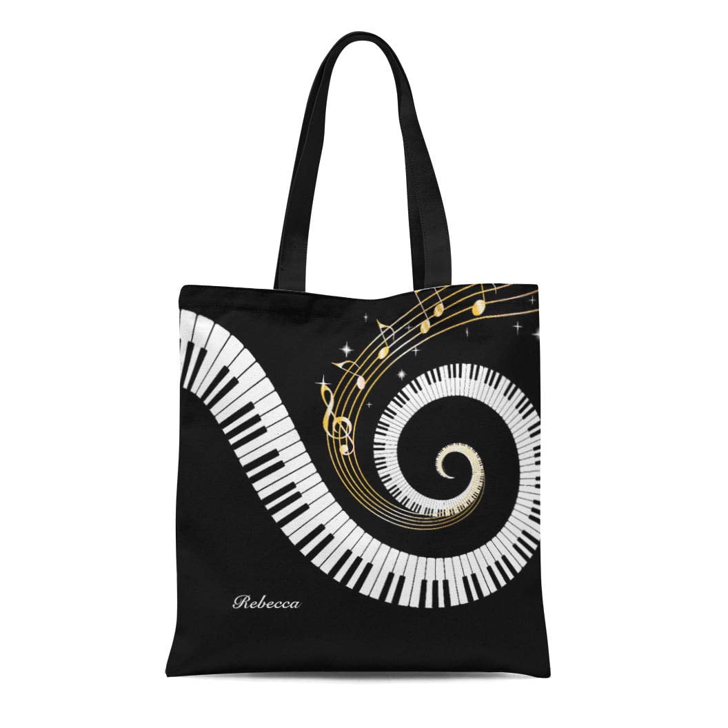 ASHLEIGH Canvas Tote Bag Keyboard Personalized Piano Keys and Music ...
