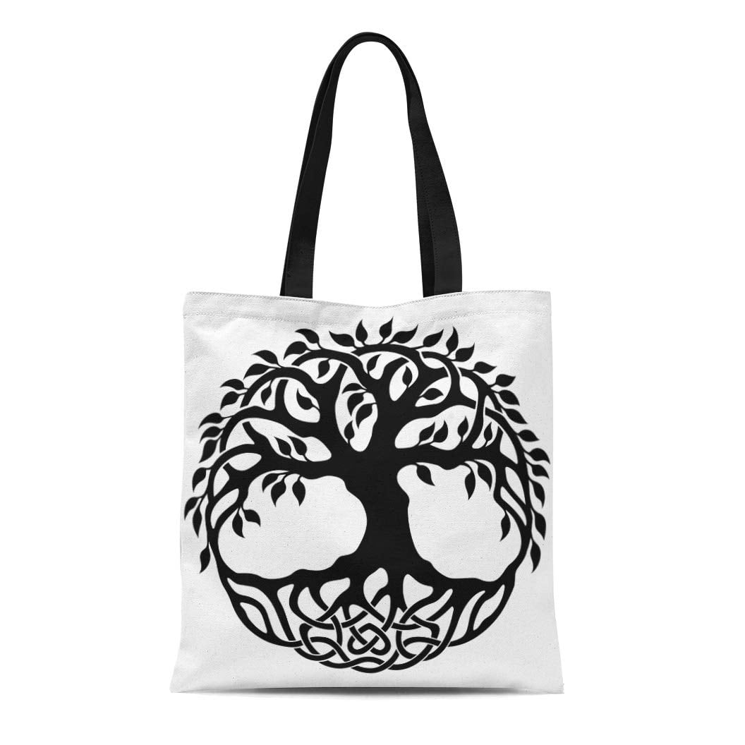 ASHLEIGH Canvas Tote Bag Knot Celtic Tree of Life Black White Branches ...