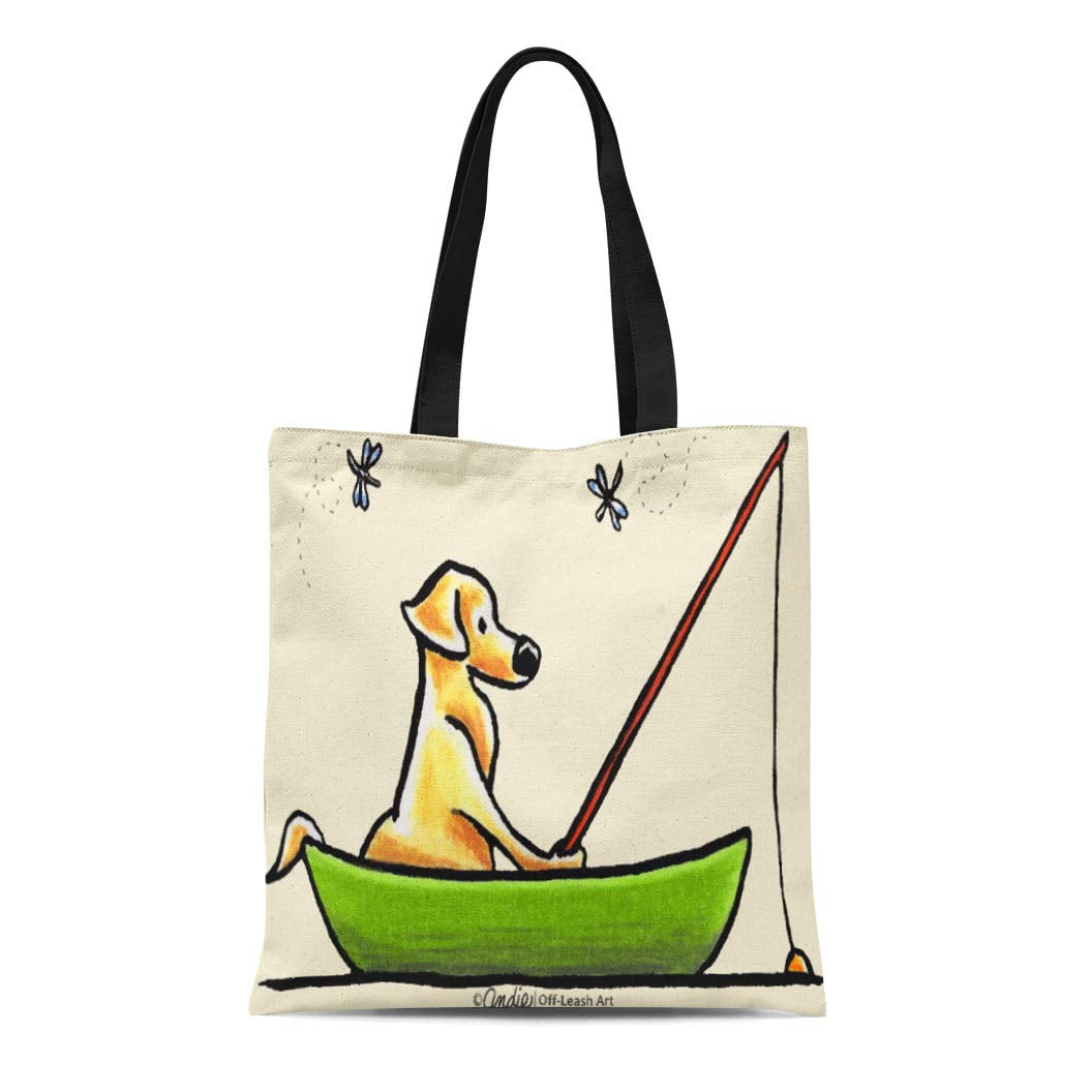 ASHLEIGH Canvas Tote Bag Labrador Yellow Lab Fishing Retriever Funny ...