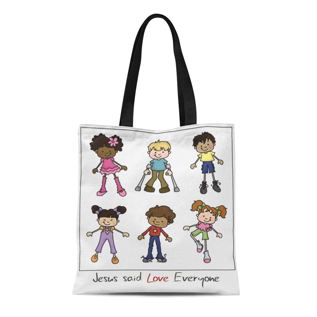 ASHLEIGH Canvas Tote Bag Lds Said Love Primary Kids Children Ethnicity ...